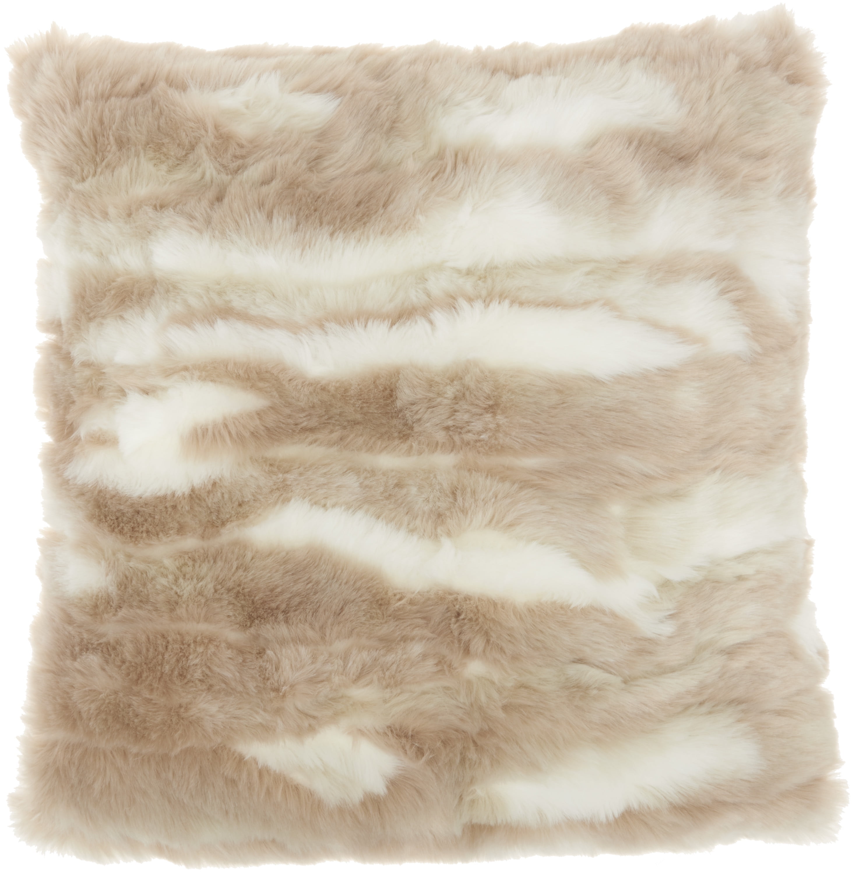 Nourison Faux Fur 20” x 20” Decorative Pillow Beige, Cozy Faux Angora ...