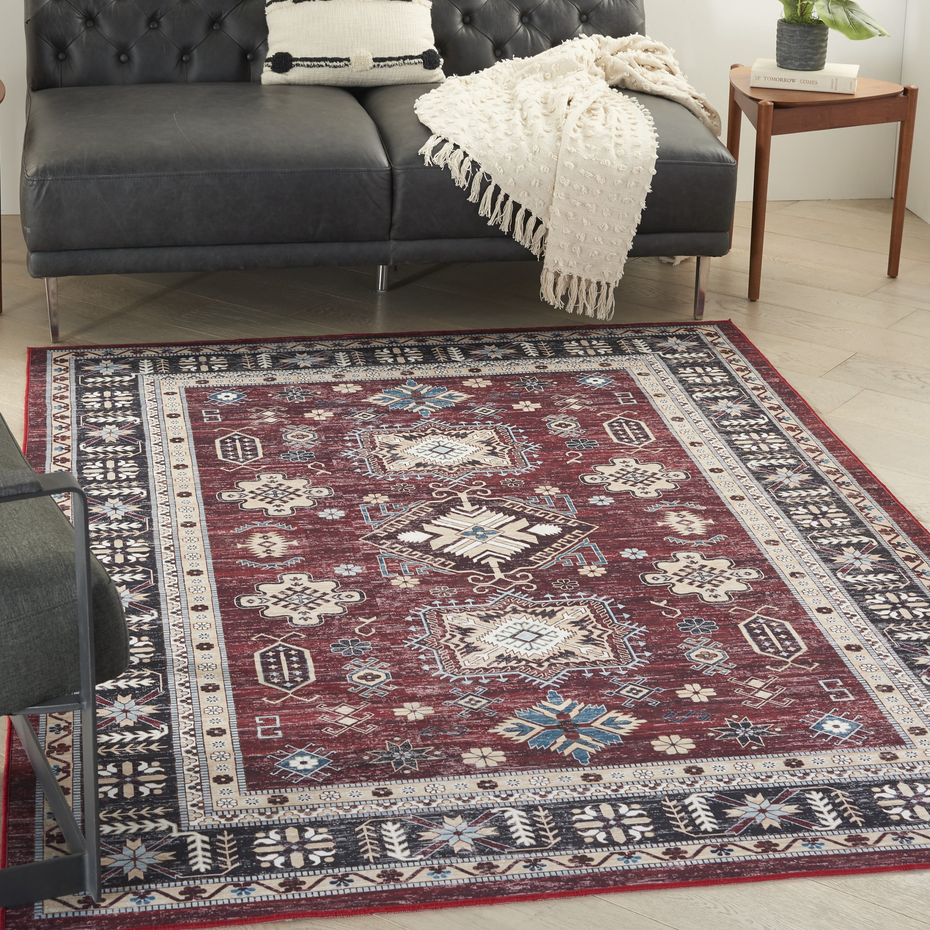 Nourison Fulton Vintage Red 5' x 7' Area Rug, (5x7) - Walmart.com