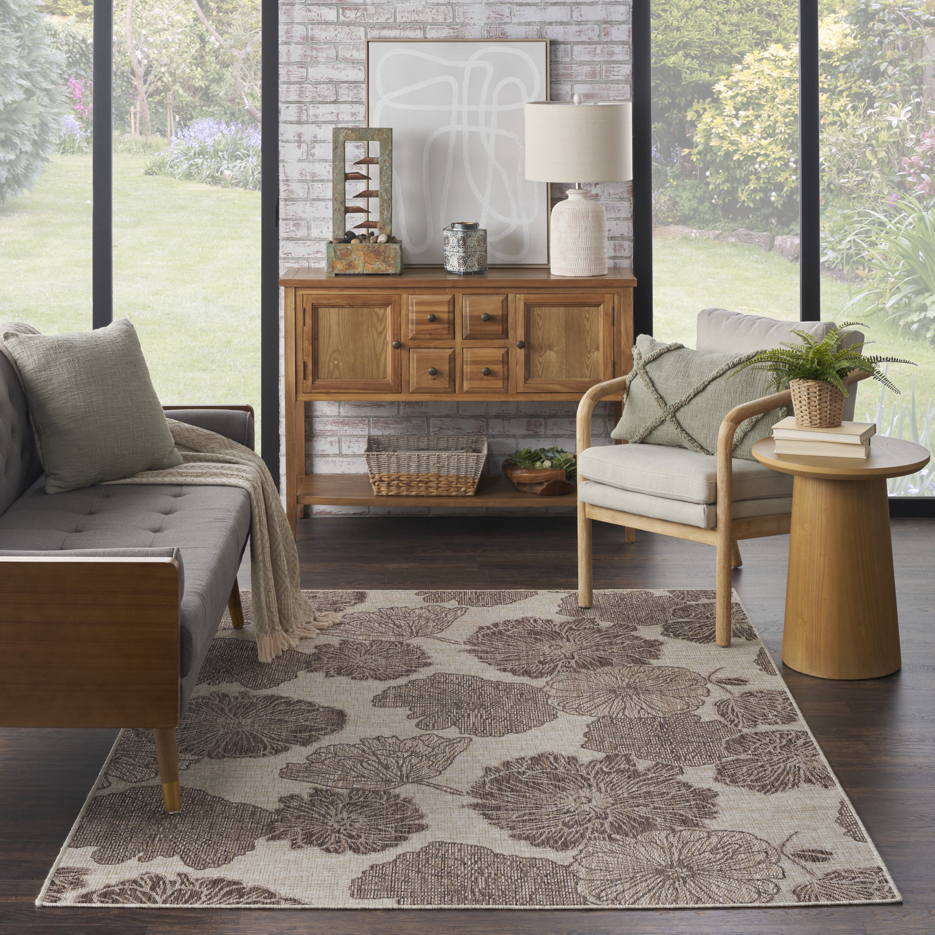Nourison Garden Oasis Indoor/Outdoor Natural 5' x 7' Area Rug (5x7 ...