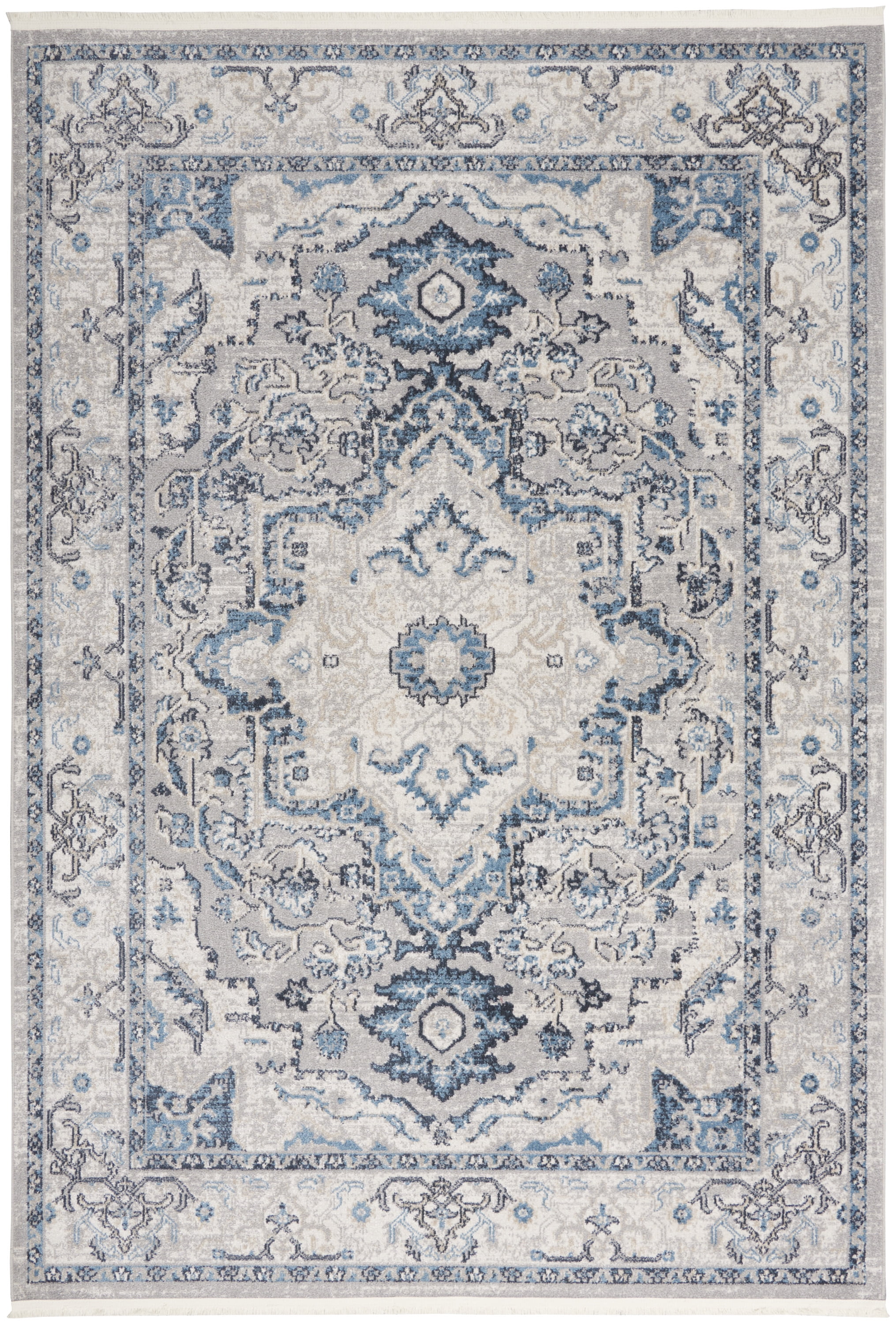 Nourison Geneva 48x72" Rectangle Transitional Fabric Area Rug in Blue ...