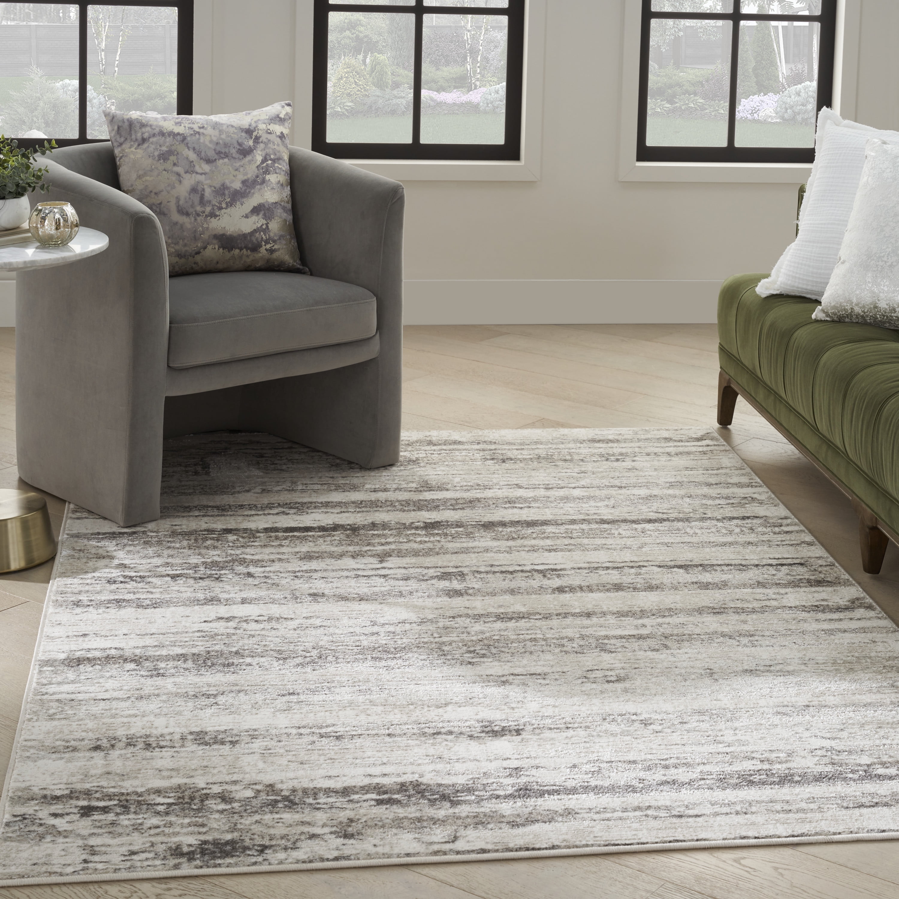 Nourison Glam Abstract Cream Grey 7'10" x 9'10" Area Rug (8x10 ...