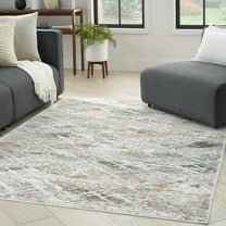 "Nourison Modern Concerto Abstract Ivory Blue Grey Area Rug, 5'3"" x 7 ...