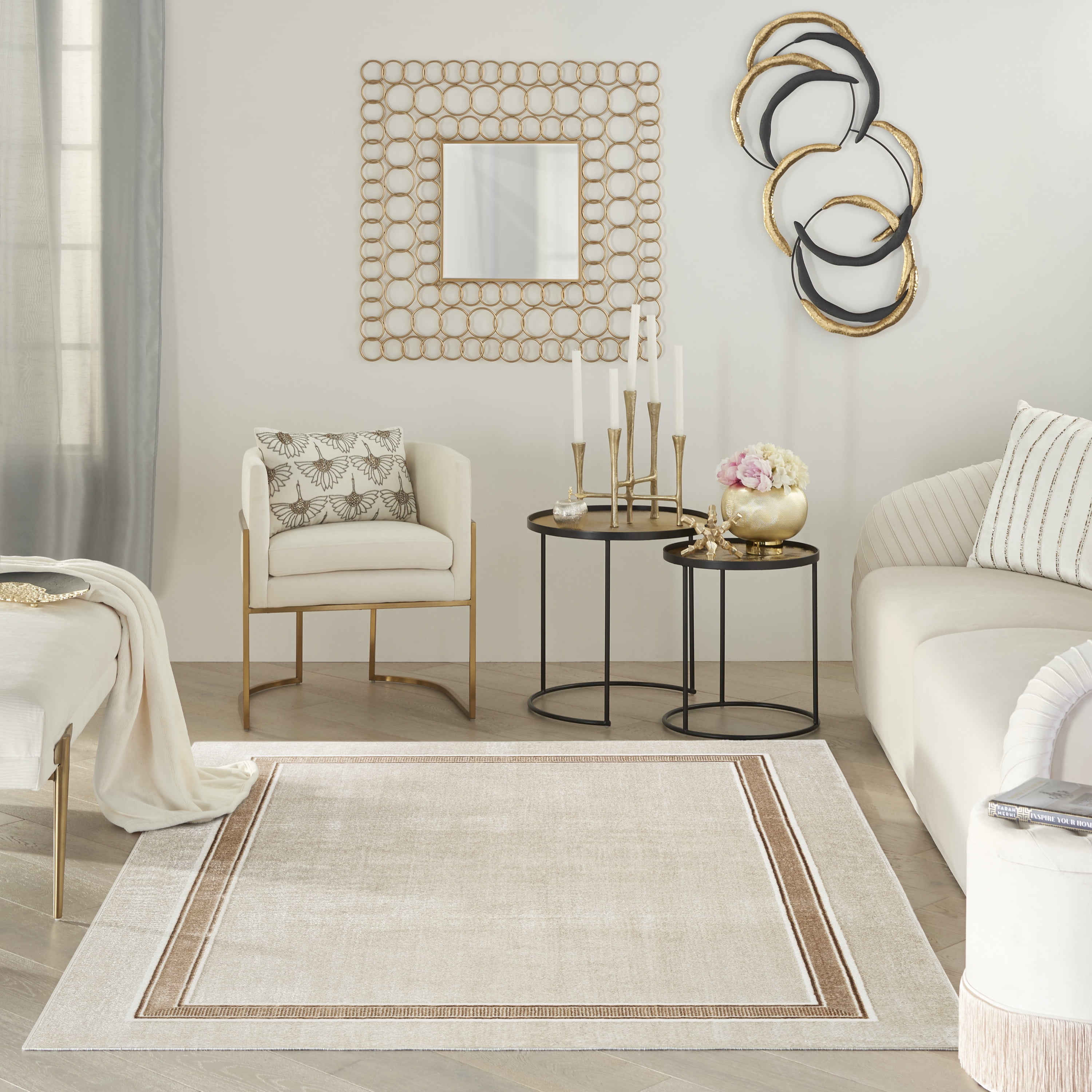 Nourison Glam Geometric Ivory Cream 3'11" x 5'11" Area Rug, (4x6 ...