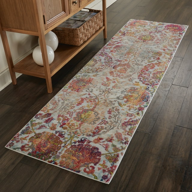 Nourison Global Vintage Persian Ivory/Orange 2'4" x 8' Area Rug, (2x8) - Walmart.com
