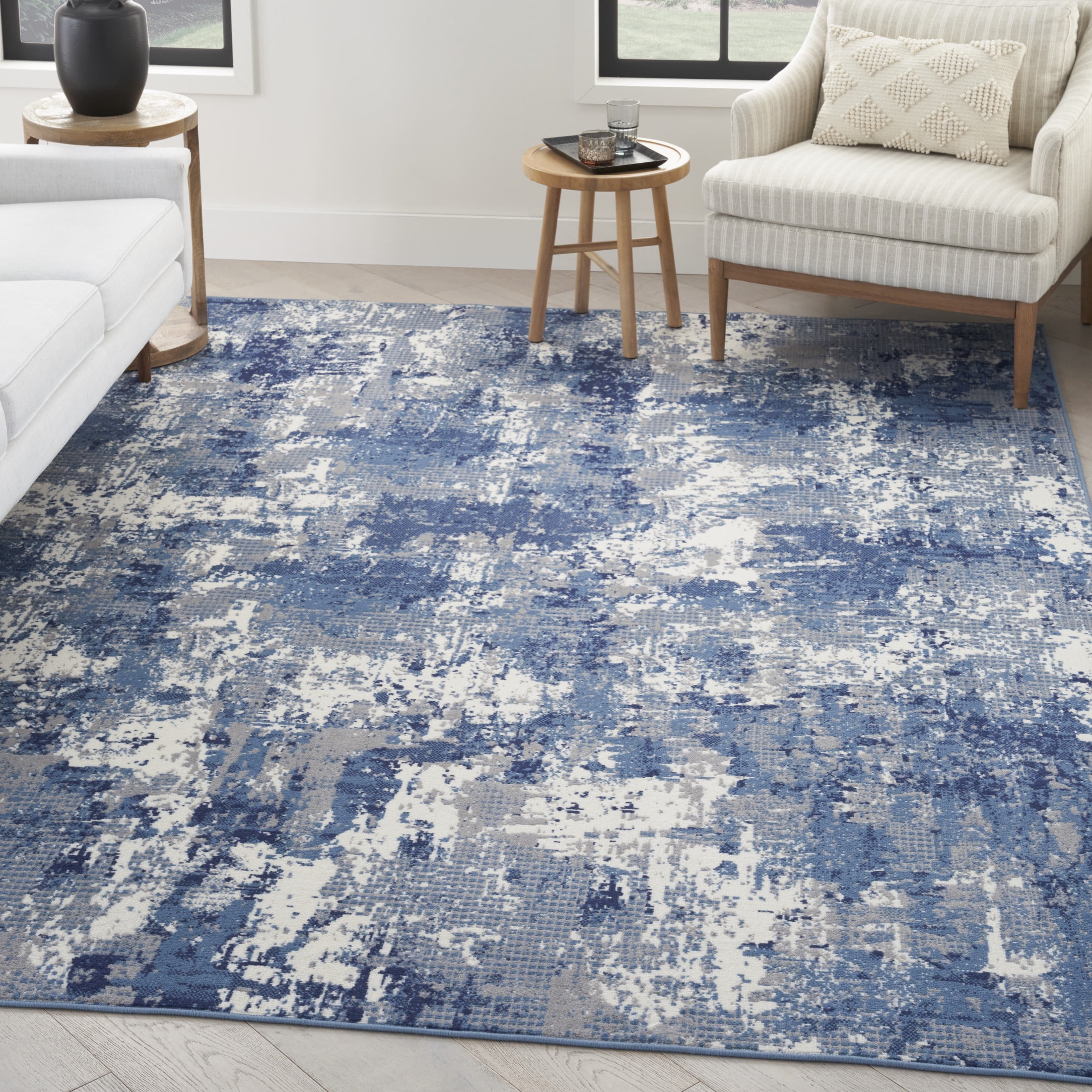 Nourison Grafix 9' x 12' Navy Blue Modern Indoor Rug - Walmart.com
