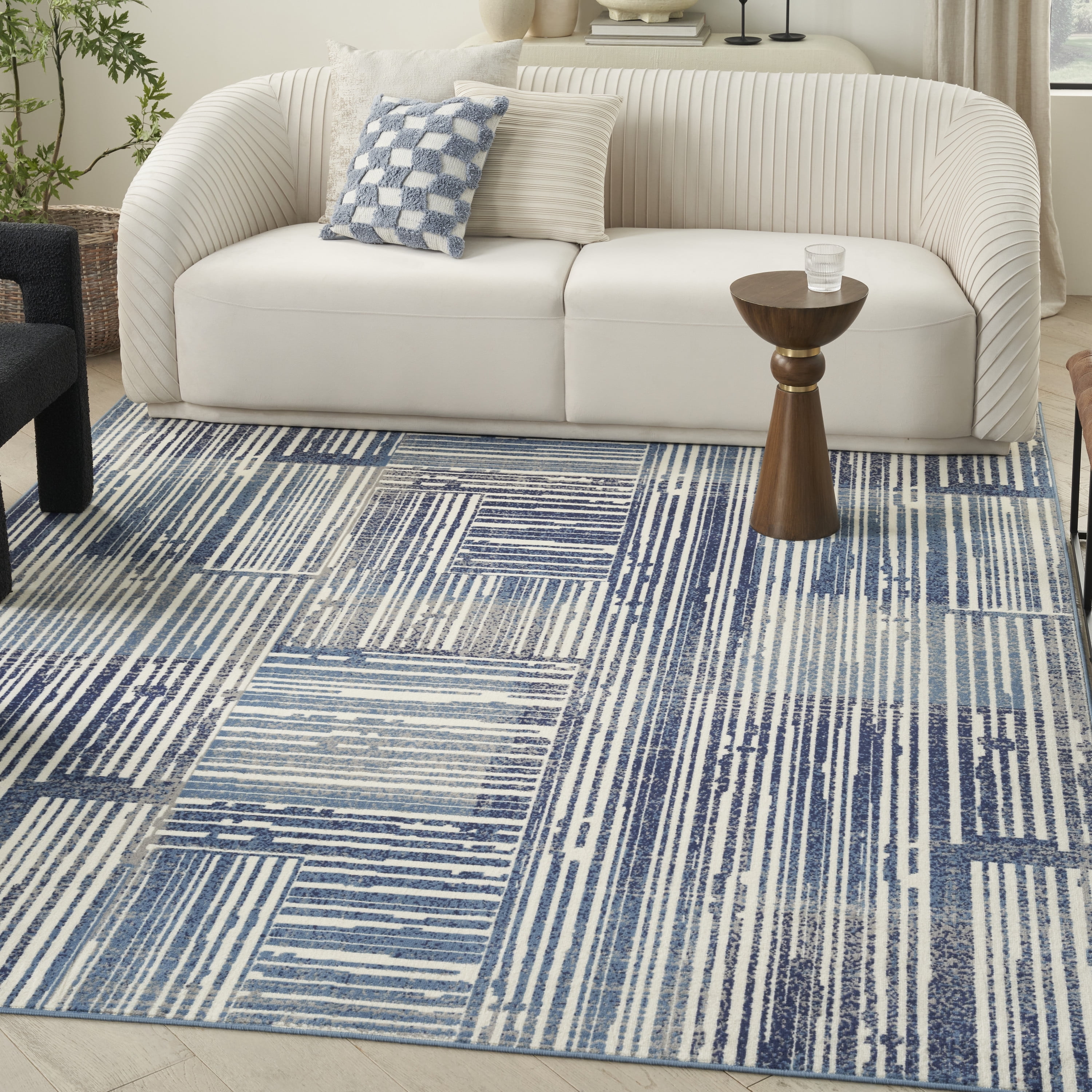 Nourison Grafix Abstract Blue Grey 5'3" x 7'3" Area Rug (5x7) - Walmart.com