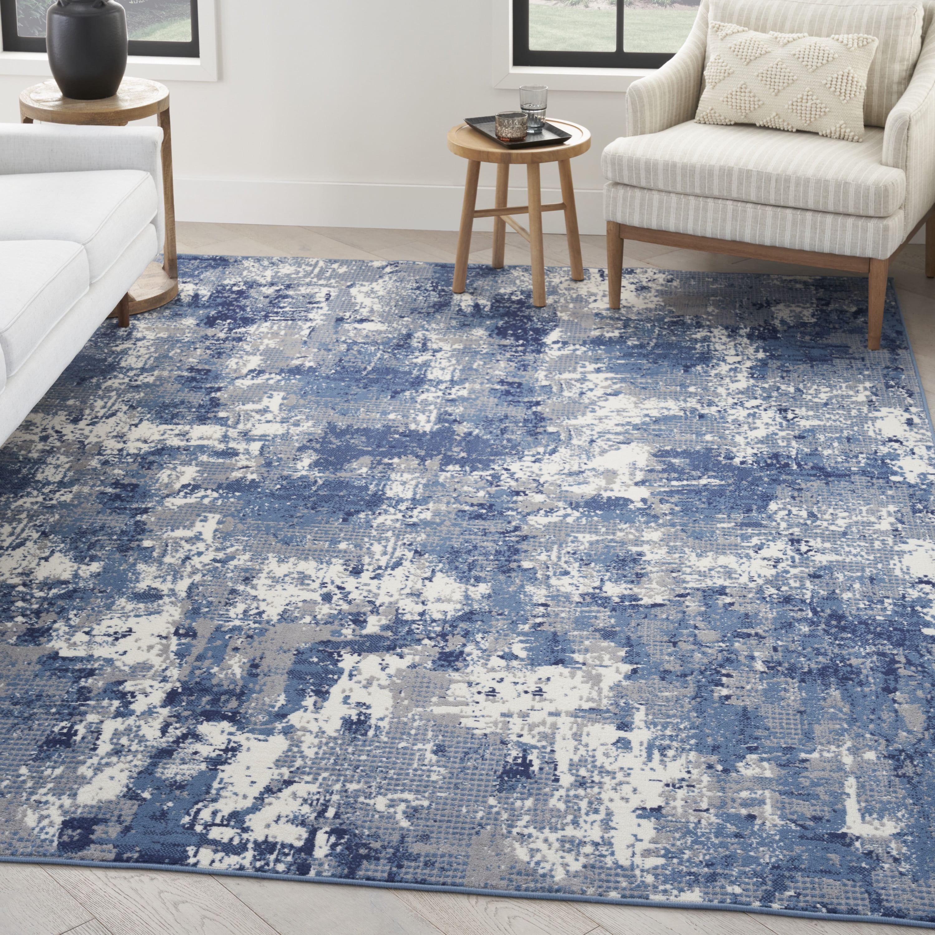 Nourison Grafix Abstract Navy Blue Area Rug, 7'10" x 9'10 ...