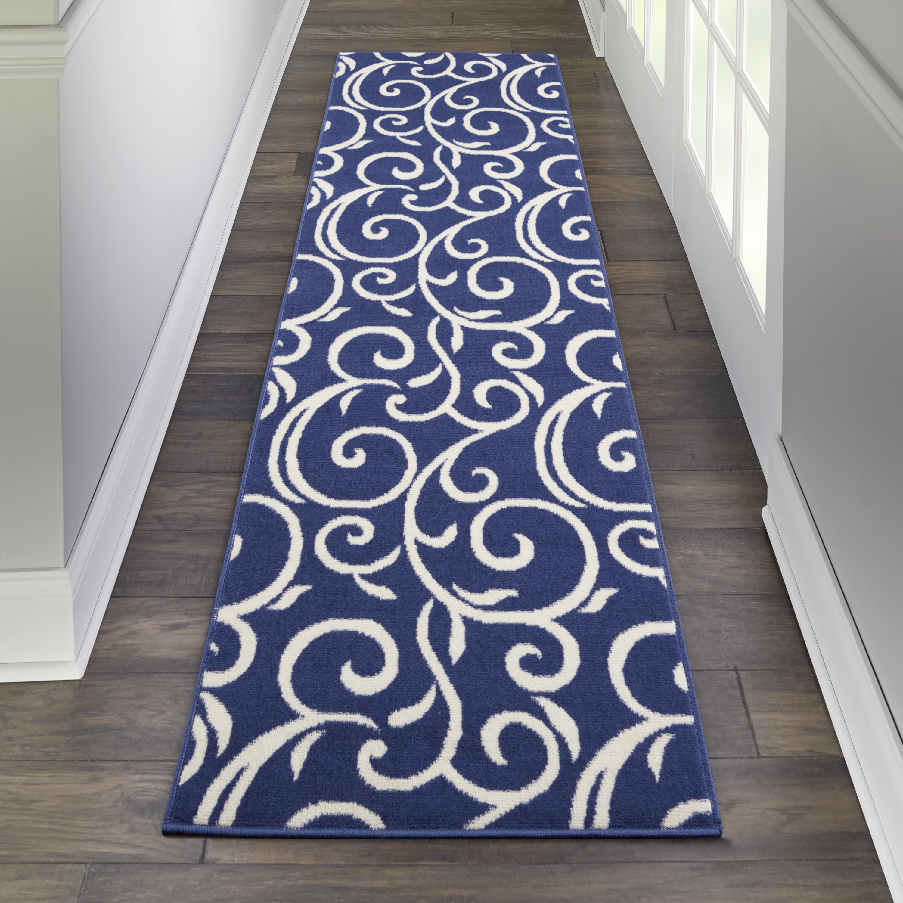 Nourison Grafix Floral Navy 2'3" x 7'6" Area Rug, (2x8) - Walmart.com