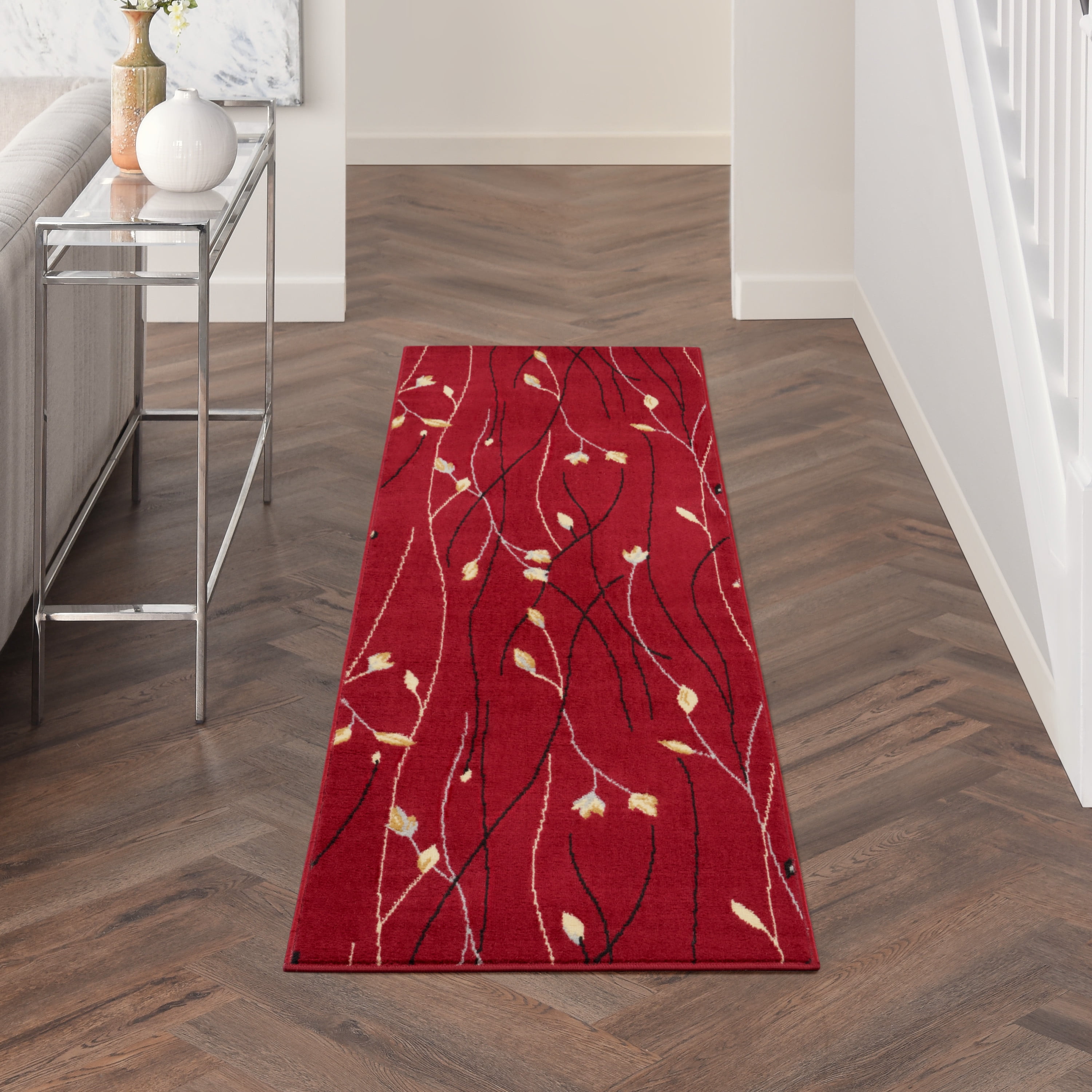 Nourison Grafix Floral Red 2' x 6' Area Rug (2x6) - Walmart.com