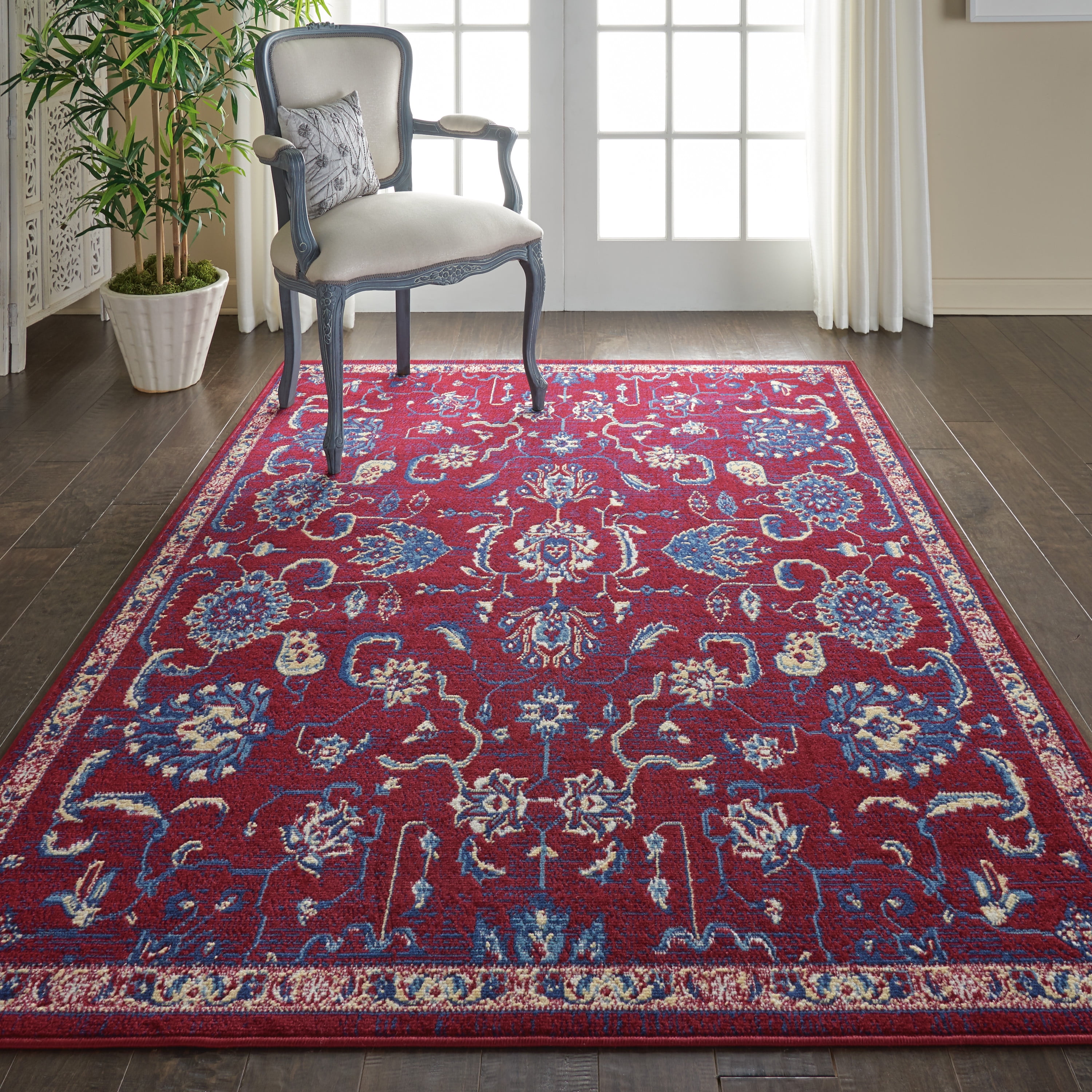 Nourison Quality Grafix Persian Red Area Rug for Living Room, 5'3" x 7 ...