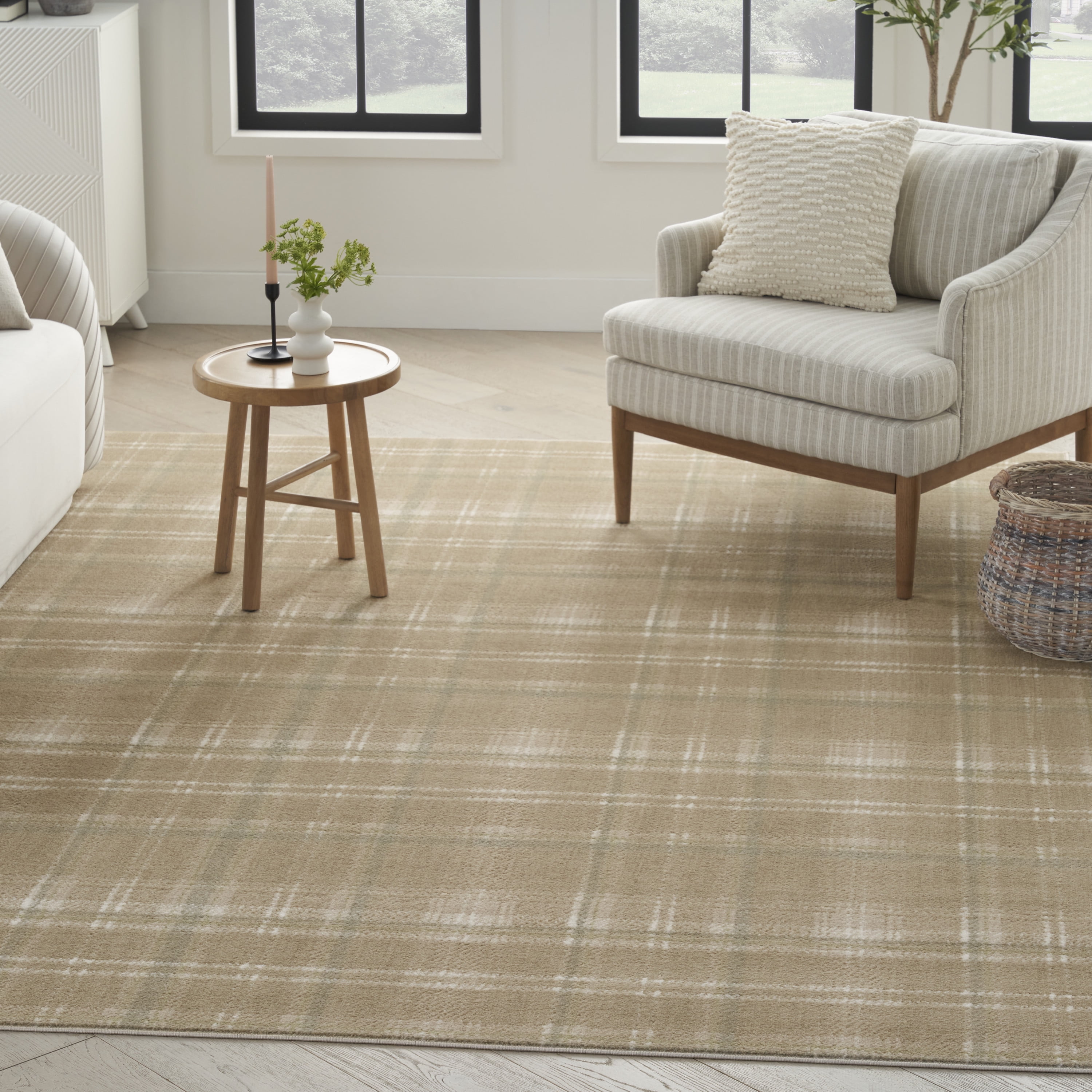 Nourison Grafix Plaid Taupe 7'10" x 9'10" Area Rug (8x10) - Walmart.com
