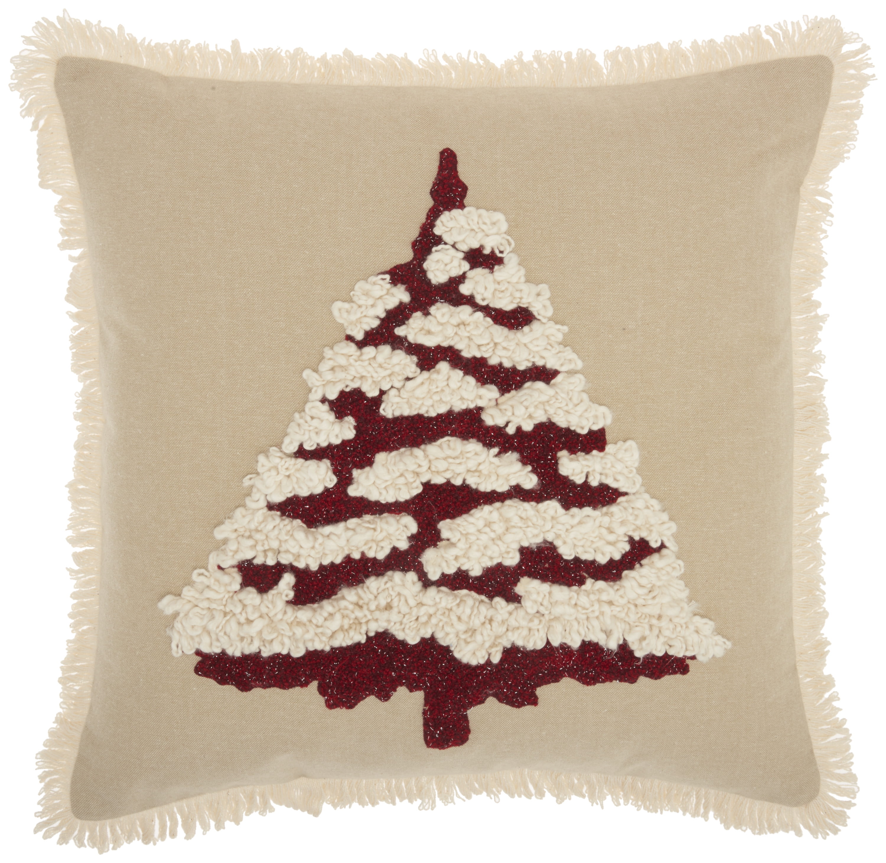 Nourison Holiday Pillows "Red/White Xmas Tree" Red Decorative Throw ...