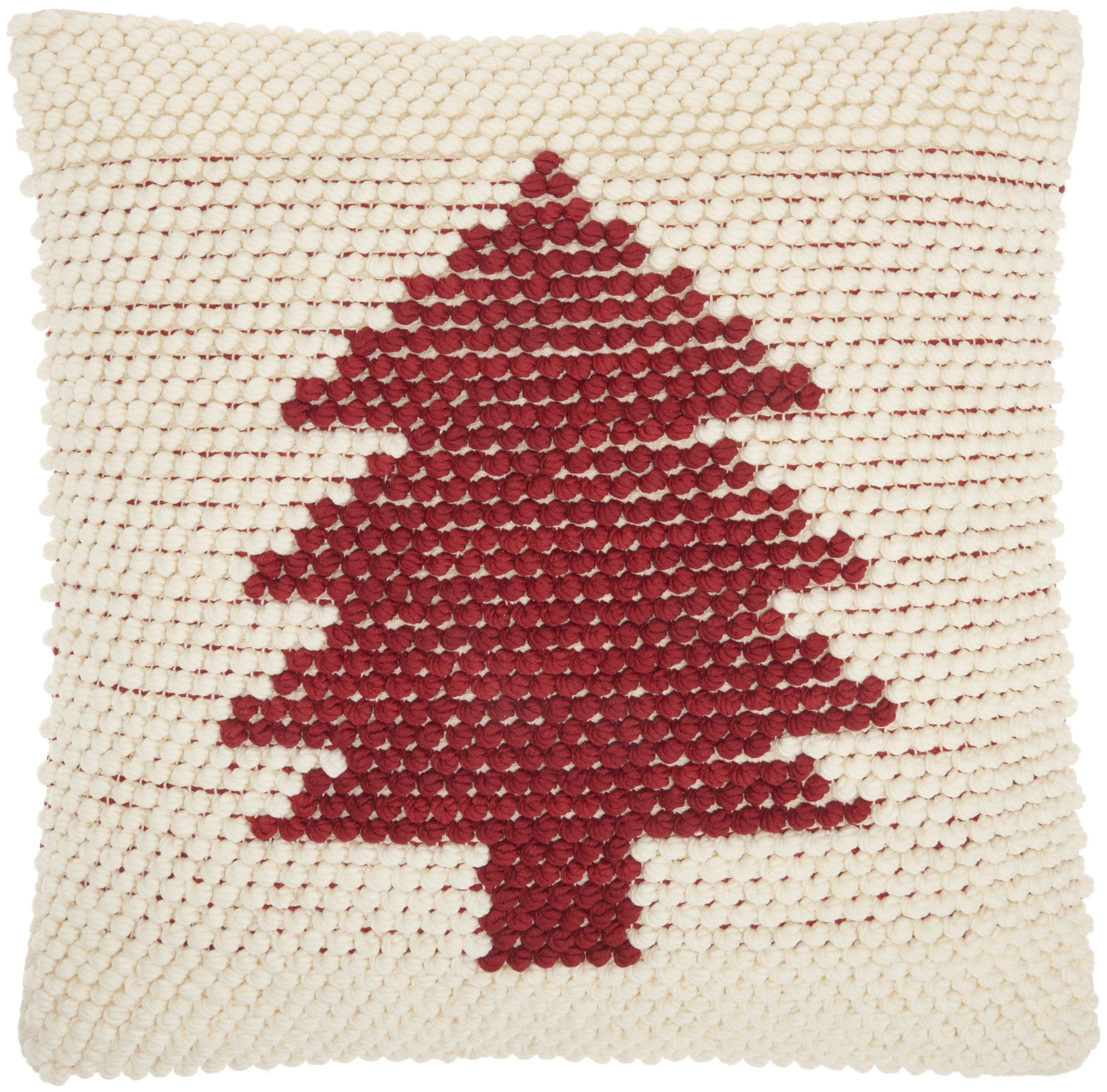 "Nourison Christmas Ivory Red Holiday Tree Loops 20""X20"" Throw Pillow ...
