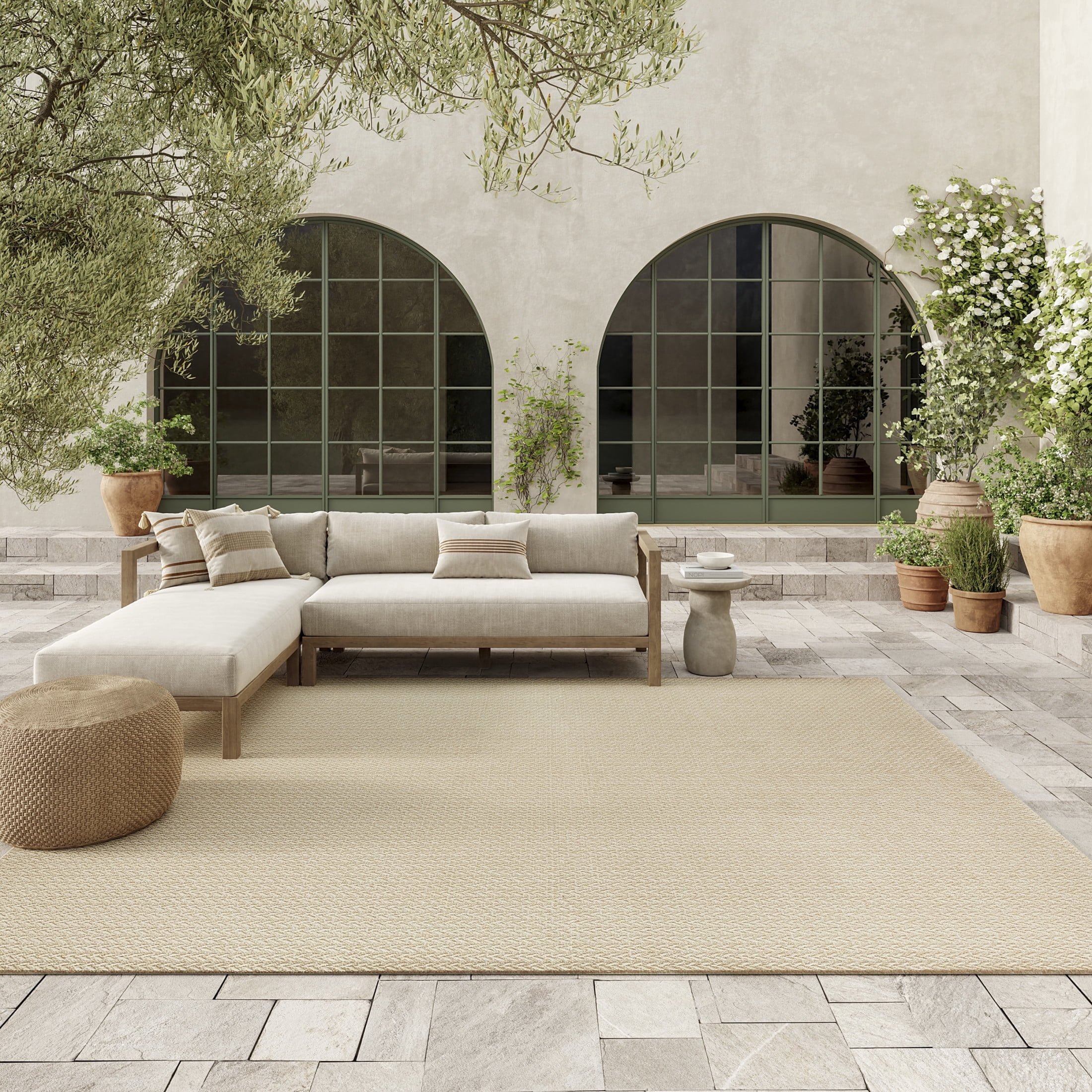 Nourison Tulum 8' x 10' Cream Outdoor Rug - Walmart.com