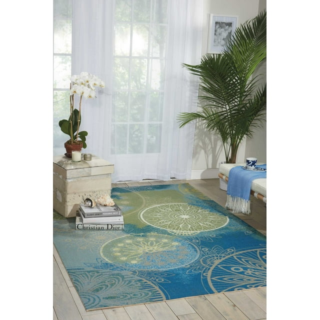 Nourison Home & Garden Indoor/Outdoor Blue 4'4" x 6'3" Area Rug, (4x6 ...