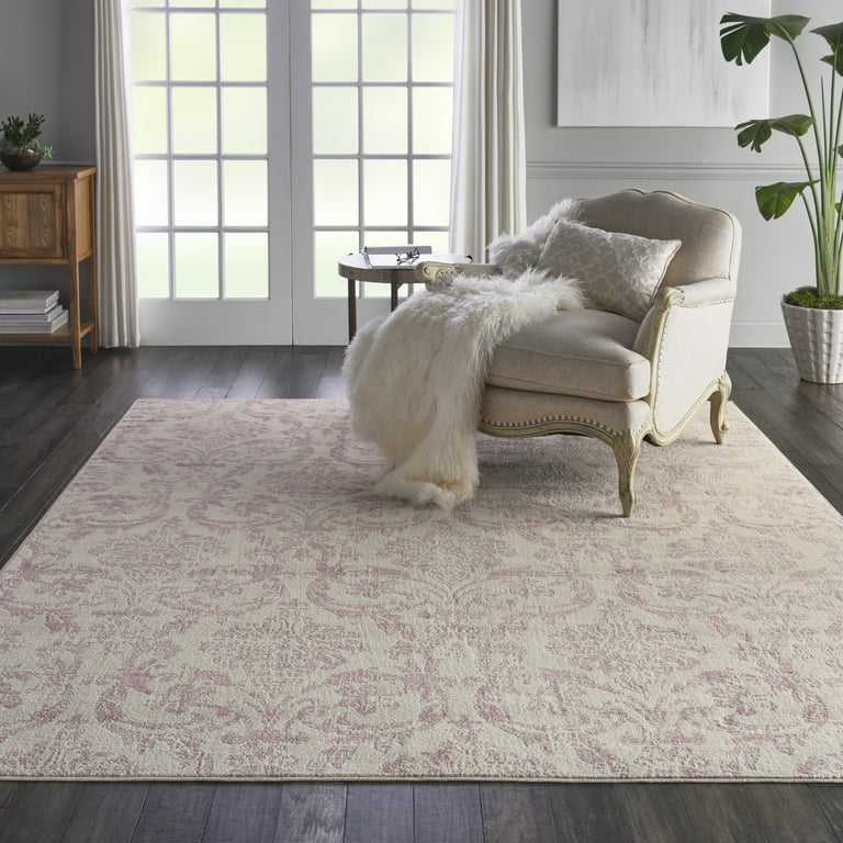Nourison Jubilant Damask Ivory Pink 8 6 x 12 Area Rug 9x12