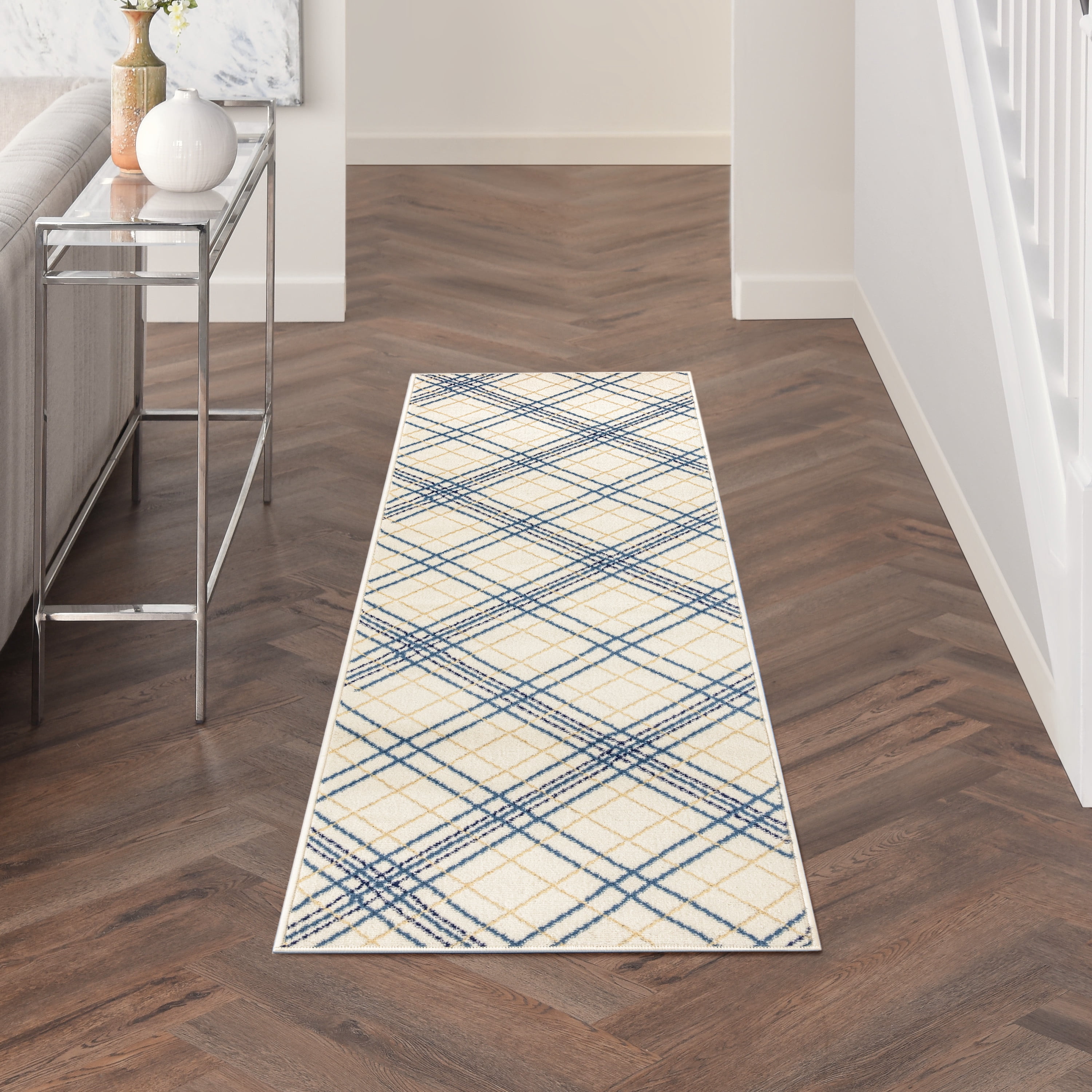 Nourison Jubilant Farmhouse Ivory Navy 2'3" x 7'3" Area Rug (2x7 ...