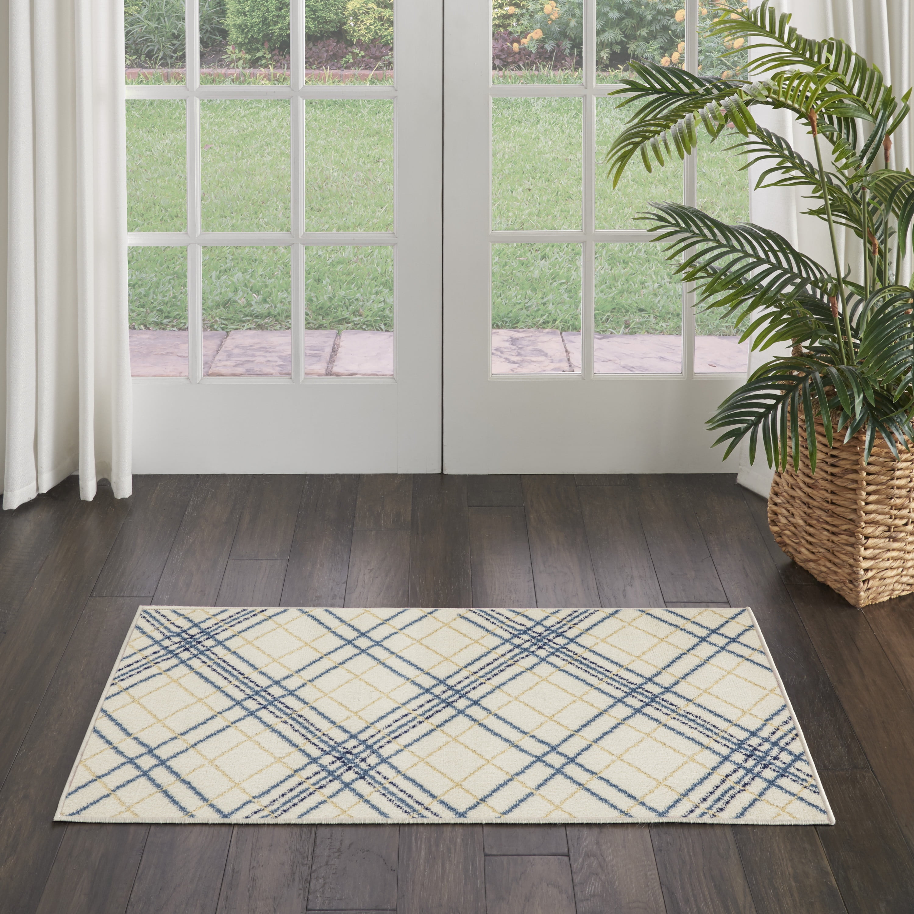 Nourison Jubilant Farmhouse Ivory Navy 2' x 4' Area Rug (2x4) - Walmart.com