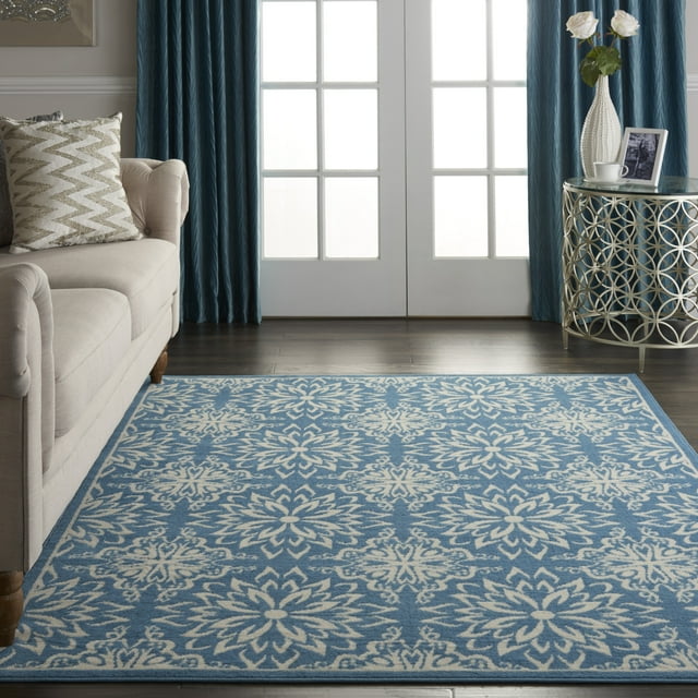 Nourison Jubilant Floral Ivory/Blue 4x6 Area Rug - Pile Design ...