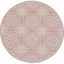Nourison Jubilant Distressed Damask Ivory/Pink 8' x round Area Rug, (8 ...