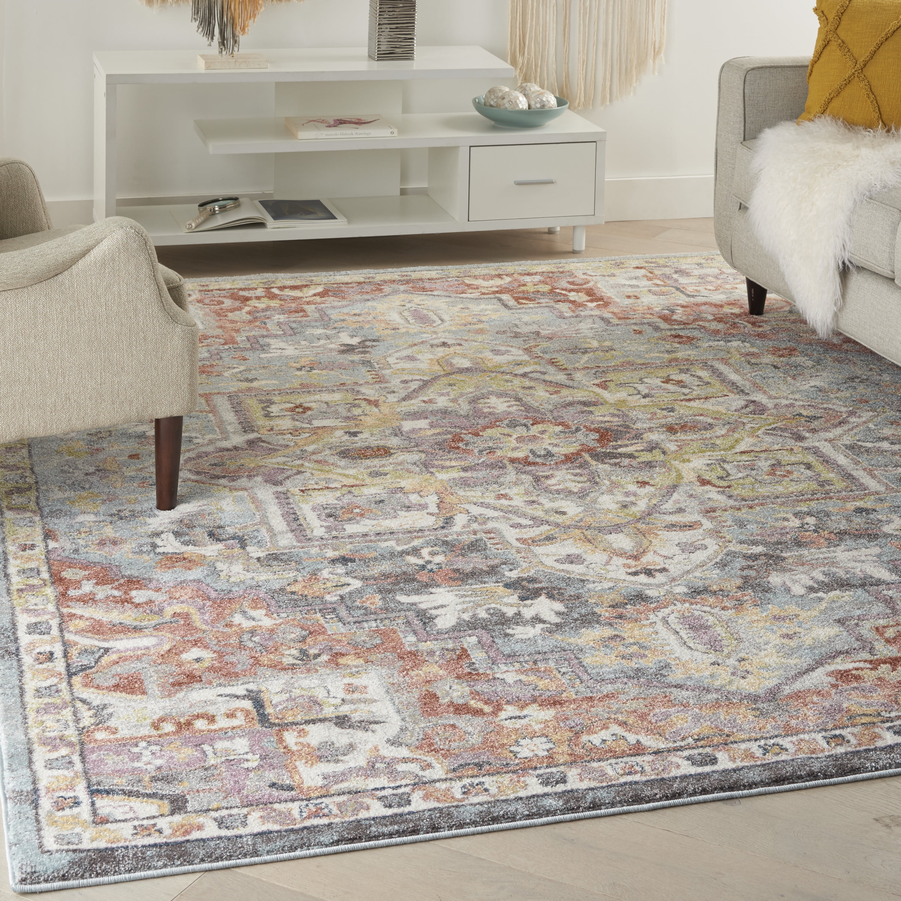 Nourison Juniper Persian Blue/Multicolor 7'10" x 9'10" Area Rug, (8x10 ...