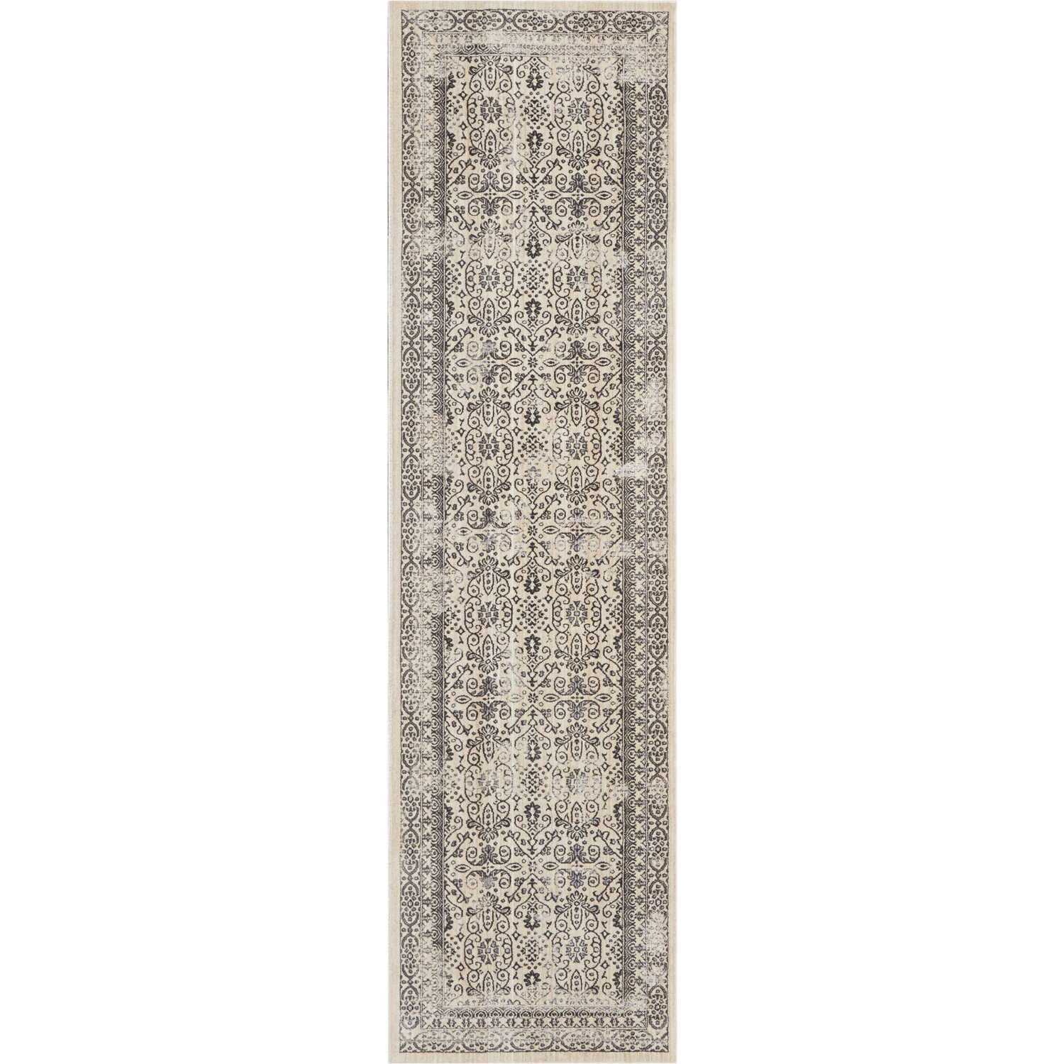 Nourison Ki34 Silver Screen KI342 Gray/Ivory/Silver Area Rug - 2'2" x 7 ...