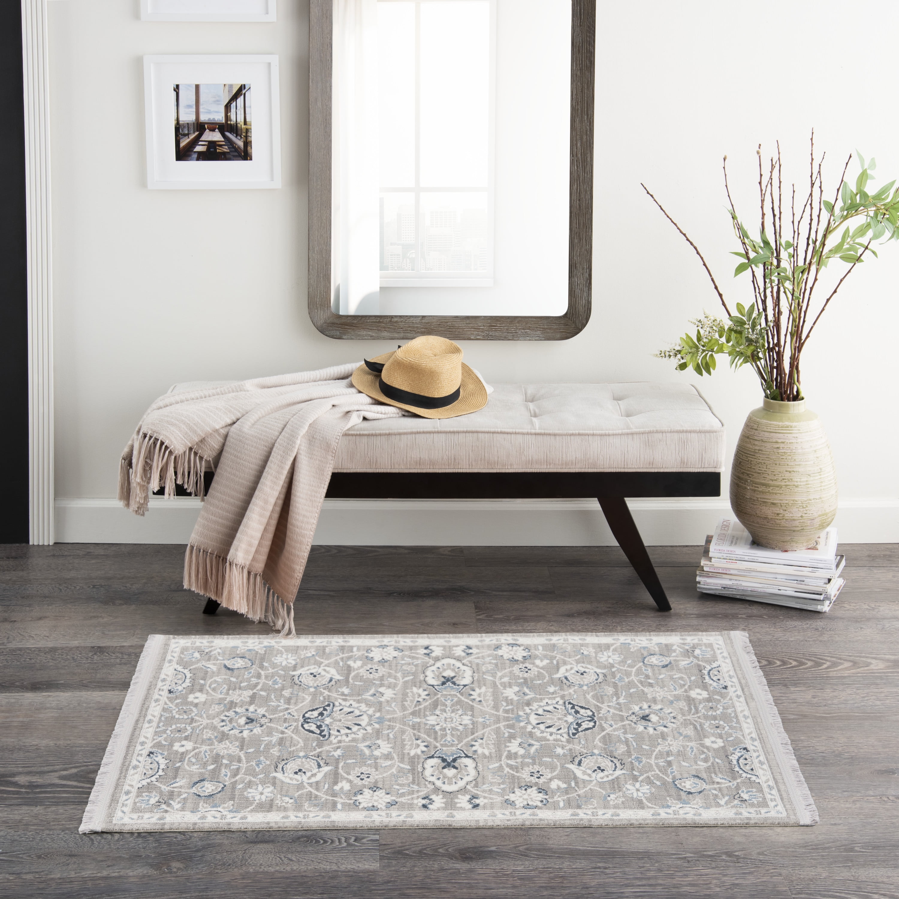 Nourison Lennox 2'3" x 3'9" Grey/Ivory French Country Indoor Rug ...