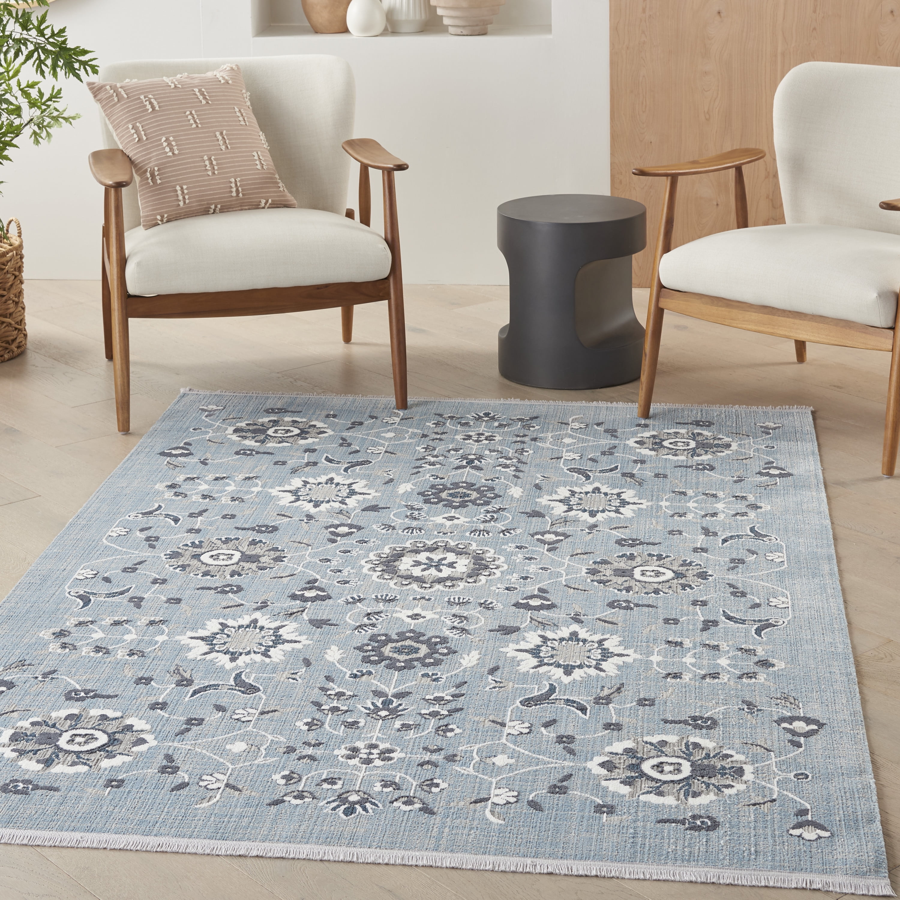 Nourison Lennox Modern French Country Light Blue Grey 4' x 6' Area Rug ...