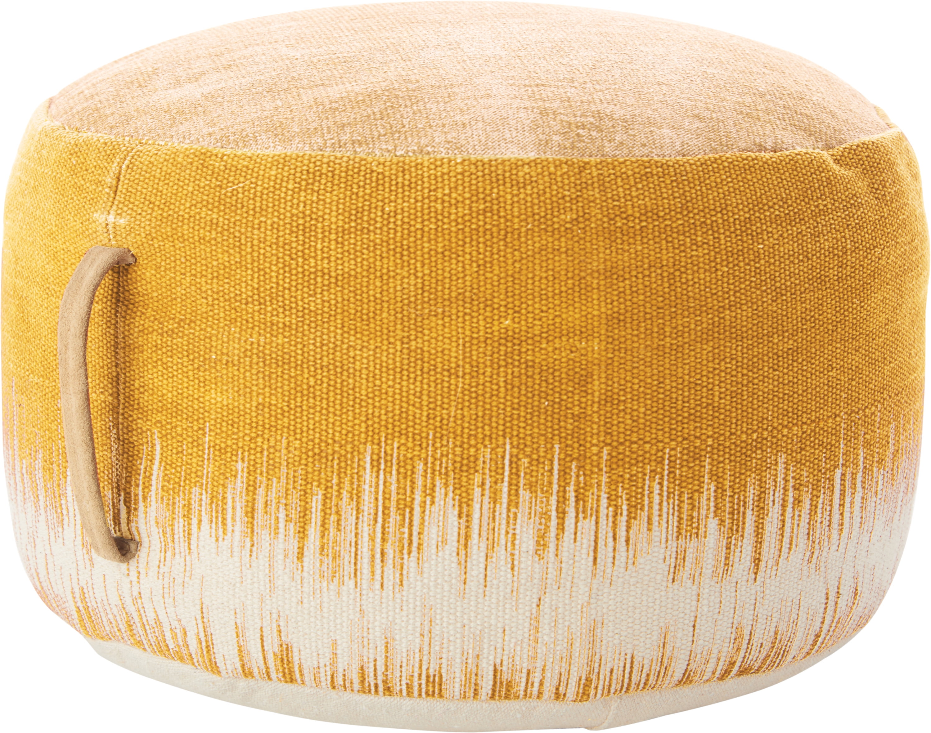 "Nourison Life Styles Round Decorative Floor Ottoman, Mustard Stonewash ...