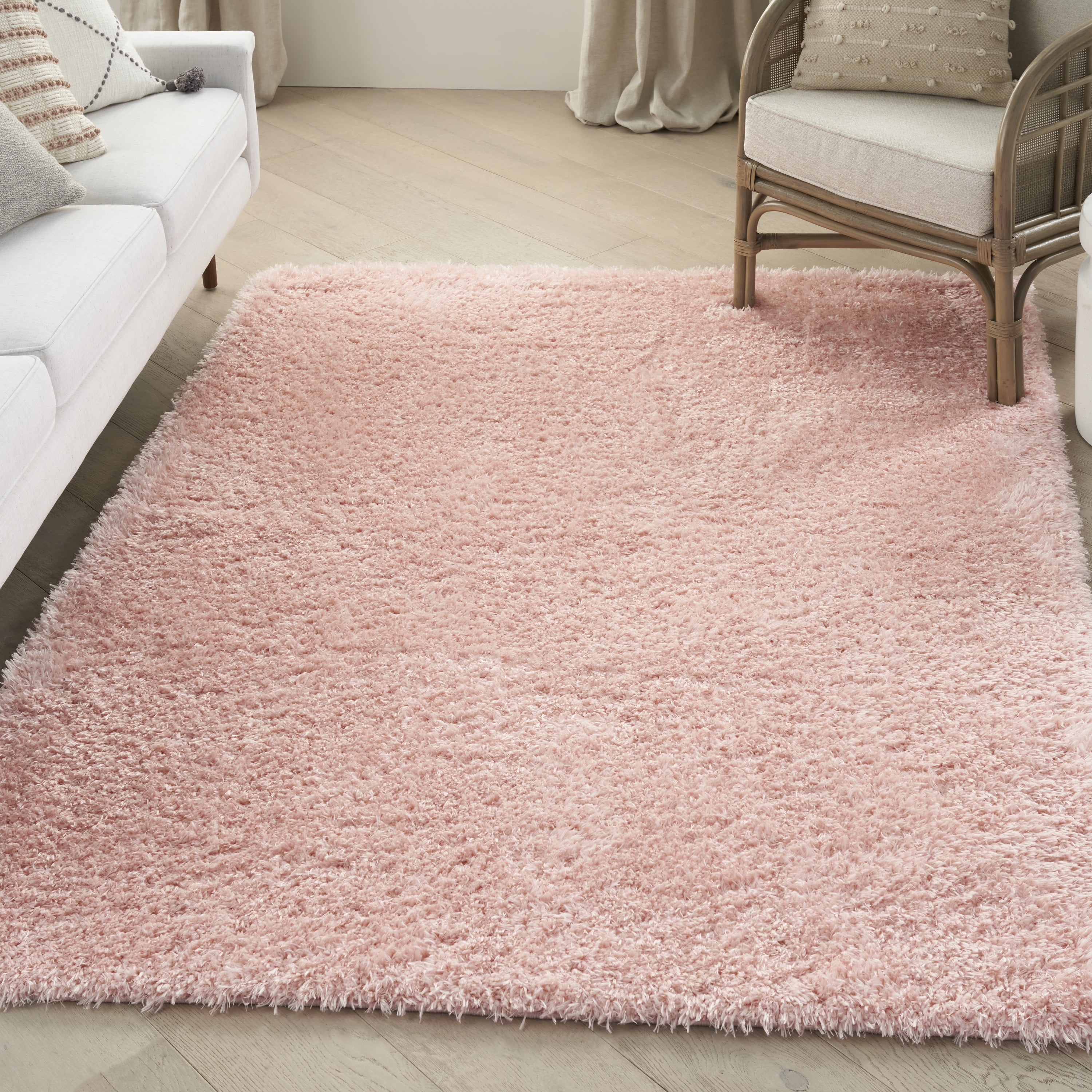 Nourison Lush Shag Bedroom Carpet, Modern & Contemporary Blush 7'10" x ...