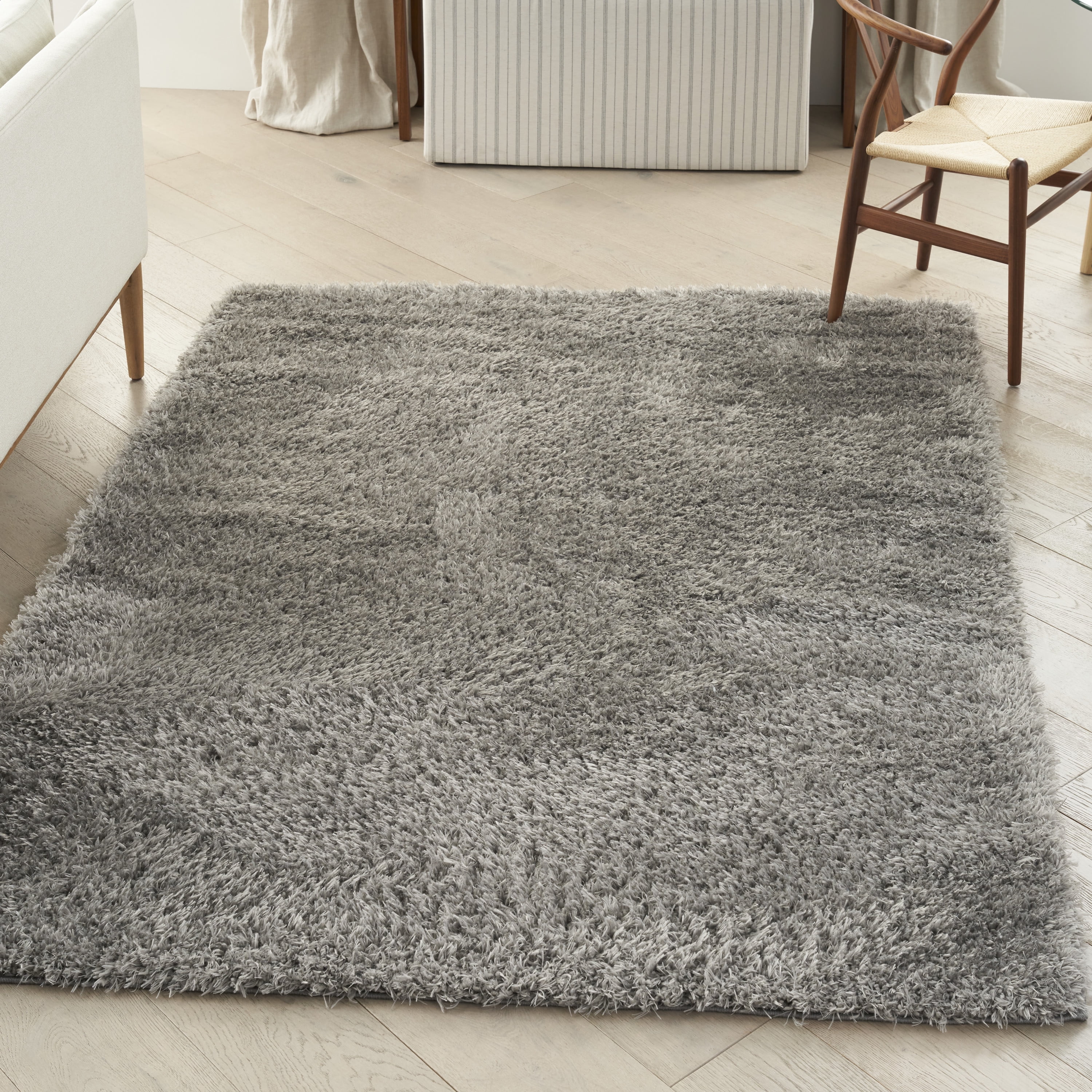 Nourison Lush Shag Modern & Contemporary Grey 7'10" x 9'10" Area Rug ...