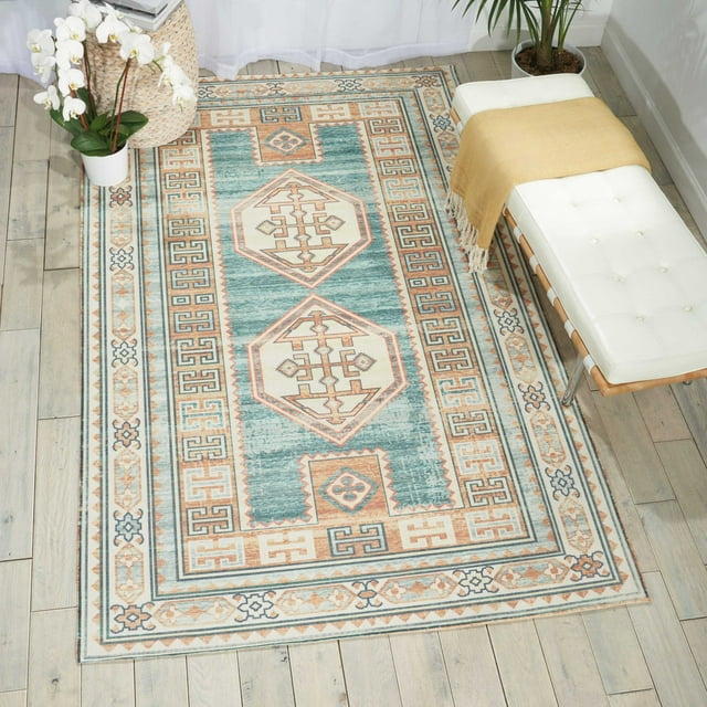 Nourison Madera Tribal Teal Green Area Rug - Walmart.com