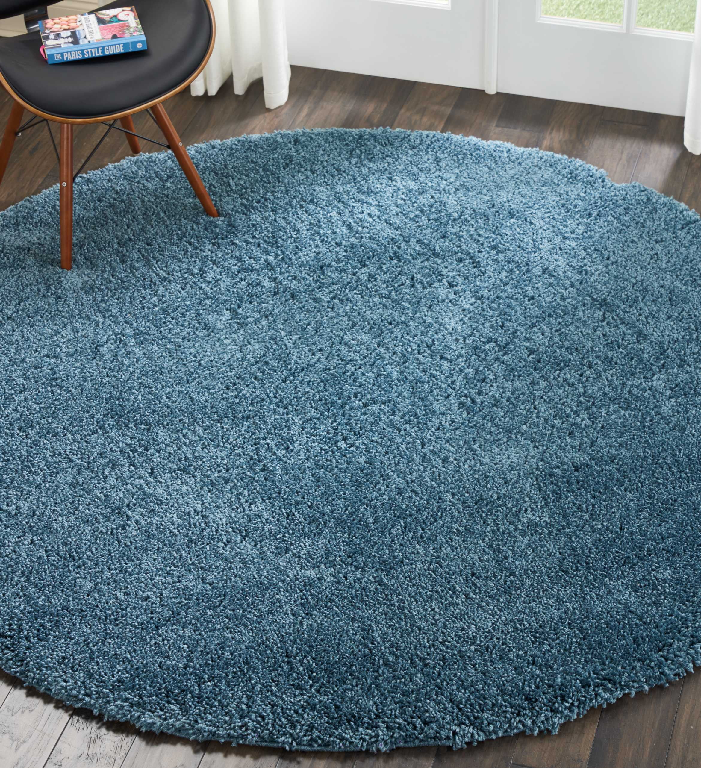 Nourison Malibu Shag MSG01 Blue Indoor Area Rug - 6'7" x ROUND ...