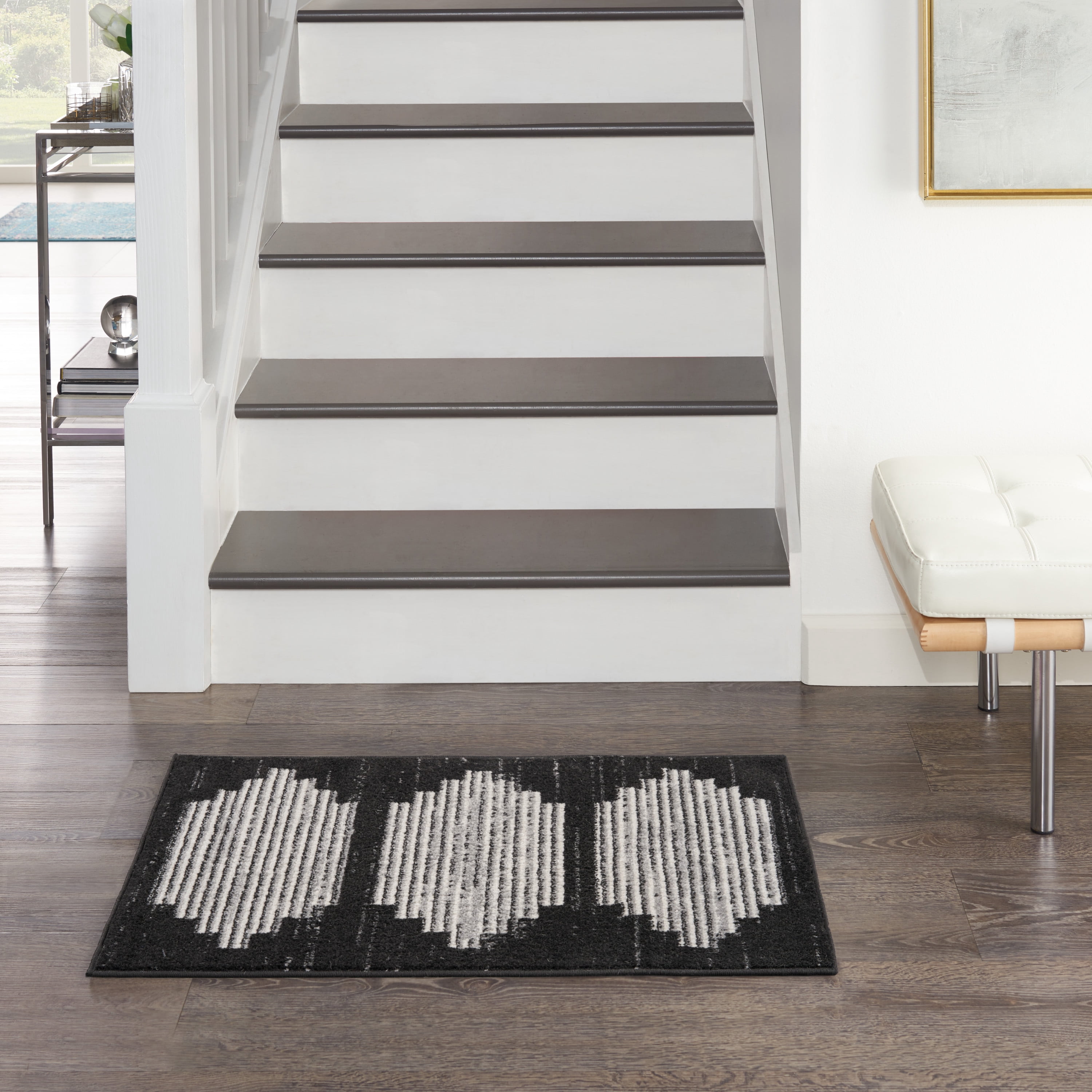 Nourison Modern Passion Geometric Blk/Grey 2' x 3' Area Rug, (2x3 ...