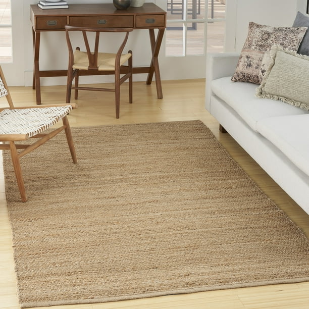 Nourison Natural Jute Solid Natural 6' x 9' Area Rug (6x9) - Walmart.com