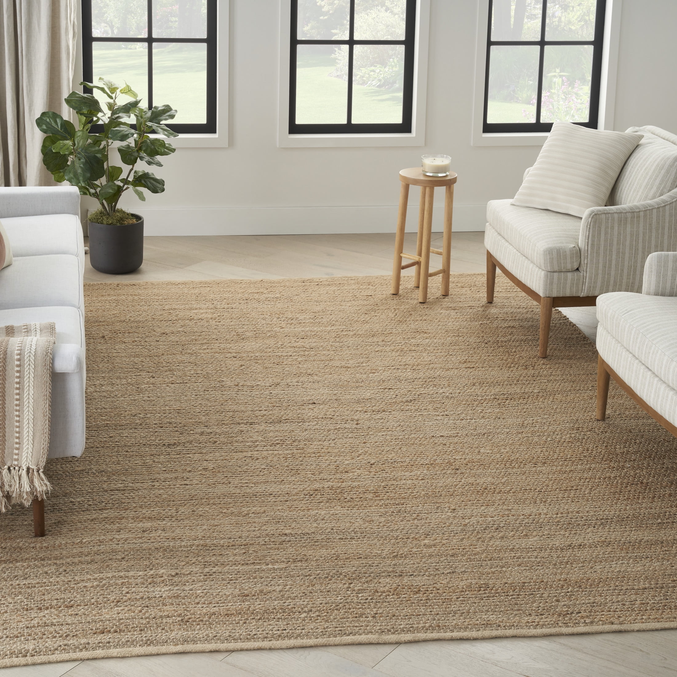 Nourison Natural Jute Rug, Handmade Flat Weave, Rustic Texture, 7' x 10 ...