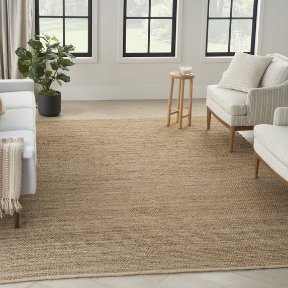 Nourison Natural Jute Rug, Handmade Flat Weave, Rustic Texture, 7' x 10 ...