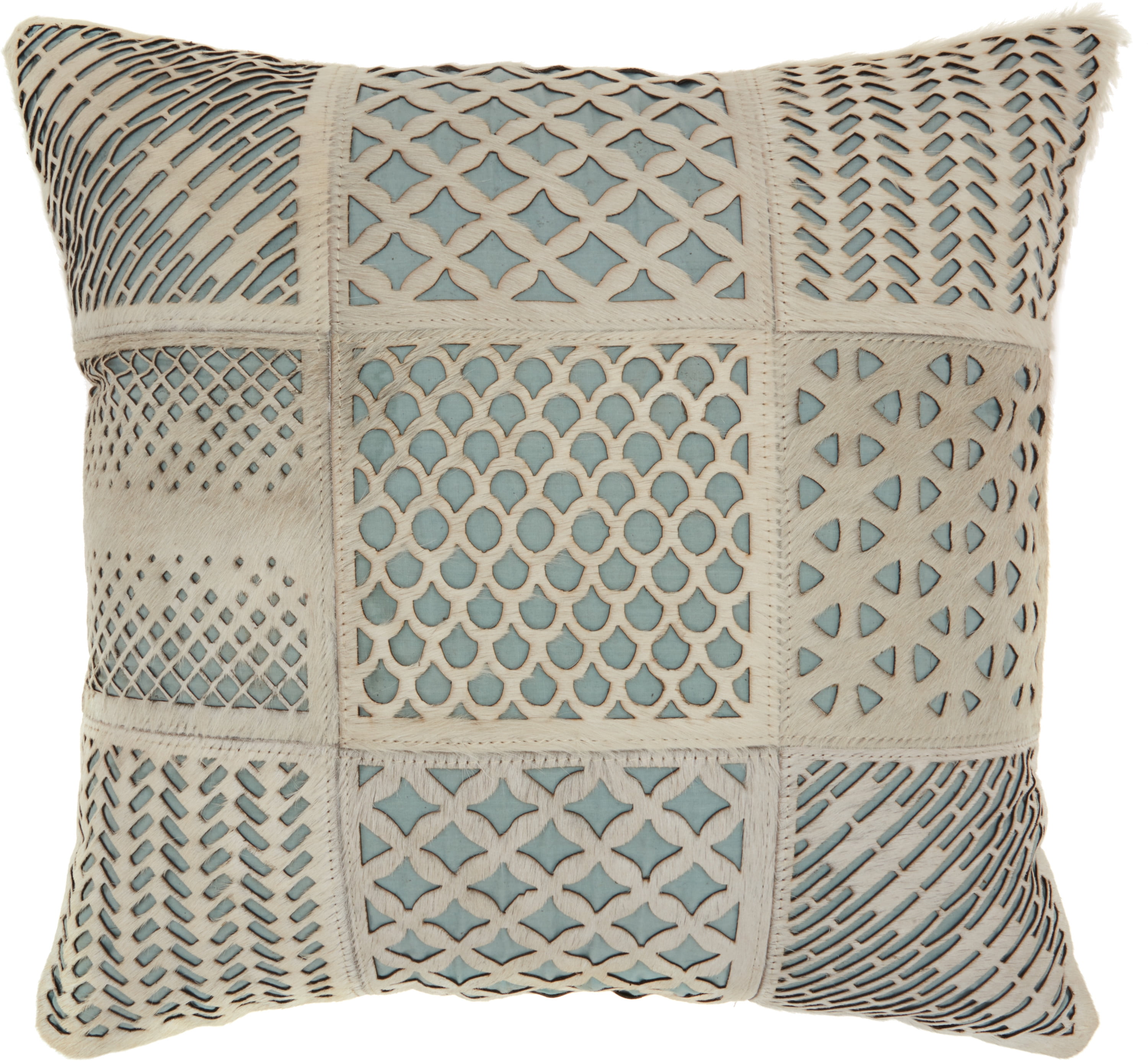 Nourison Natural Leather Hide Textured Celadon Decorative Throw Pillow ...