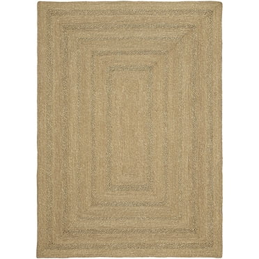 CAMILSON Solid Non Shedding Easy-Cleaning Outdoor Jute Rug Off-White ...