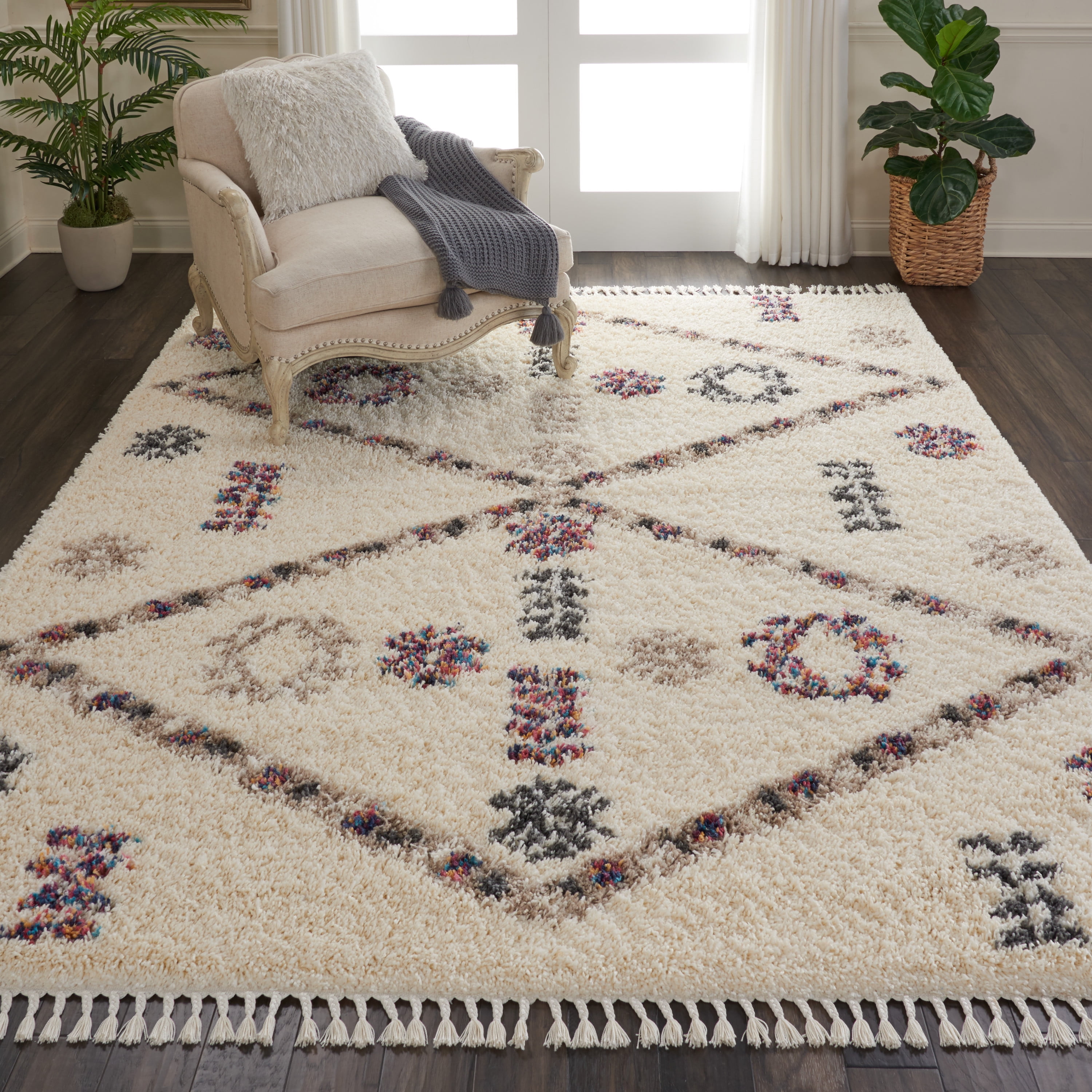 Nourison Nordic Shag Scandinavian Tribal Ivory Area Rug - Walmart.com