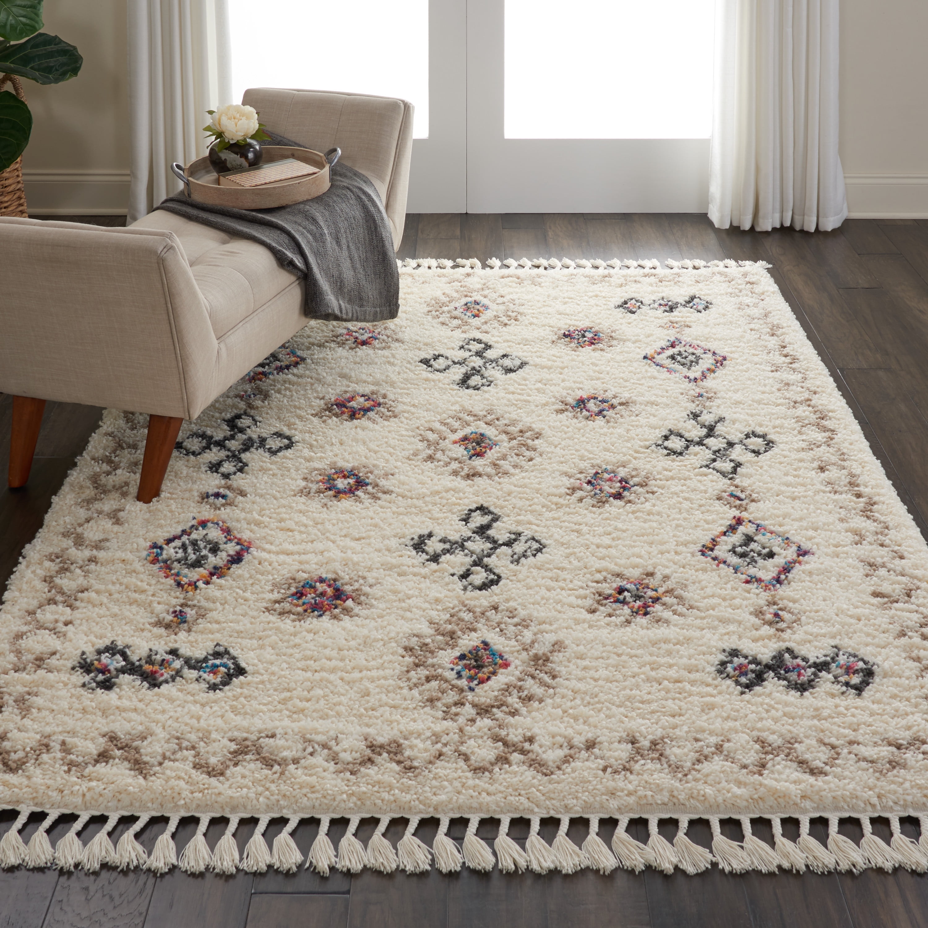 Nourison Nordic Shag Scandinavian Tribal Ivory Area Rug - Walmart.com