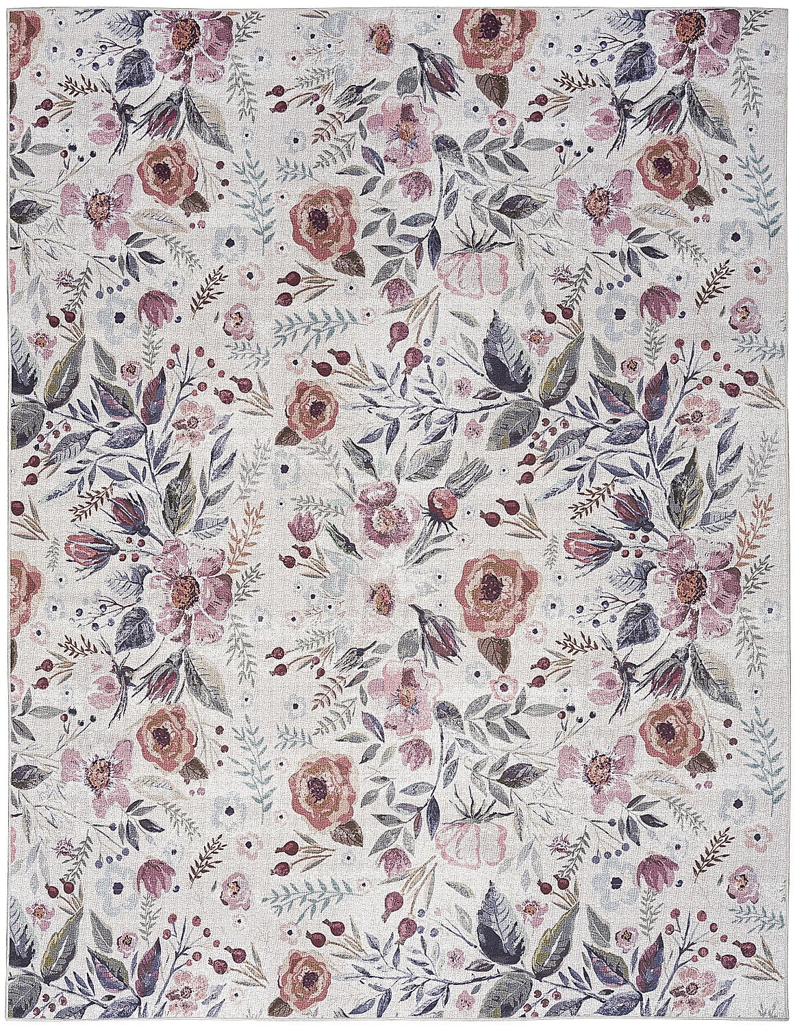 Nourison Washables Floral Ivory Pink 5'2" x 7' Living Room Area Rug ...