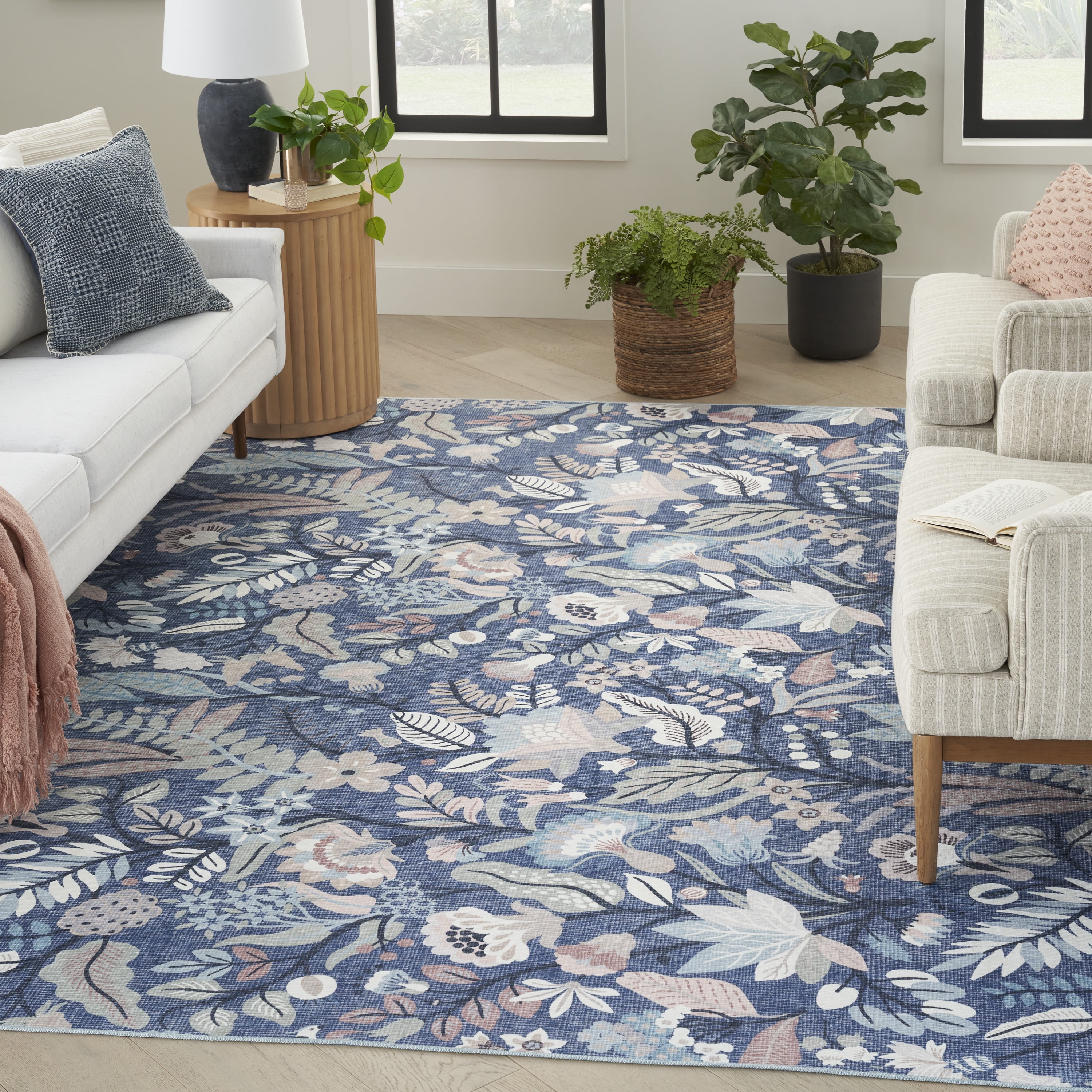 Nourison Nourison Washables Floral Navy Multicolor 8' x 10' Area Rug ...