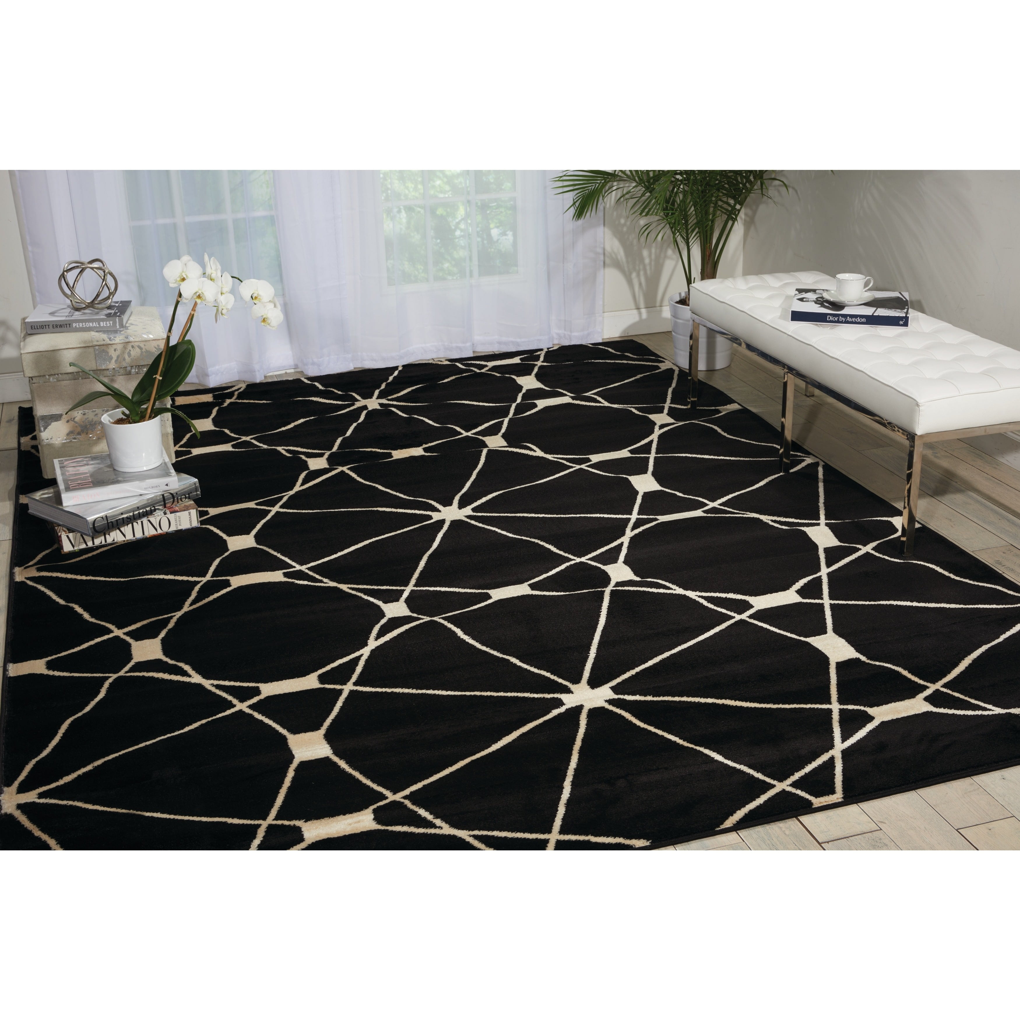 Nourison Nova Black Geometric Rug - 7'10 x 10'6 - Walmart.com