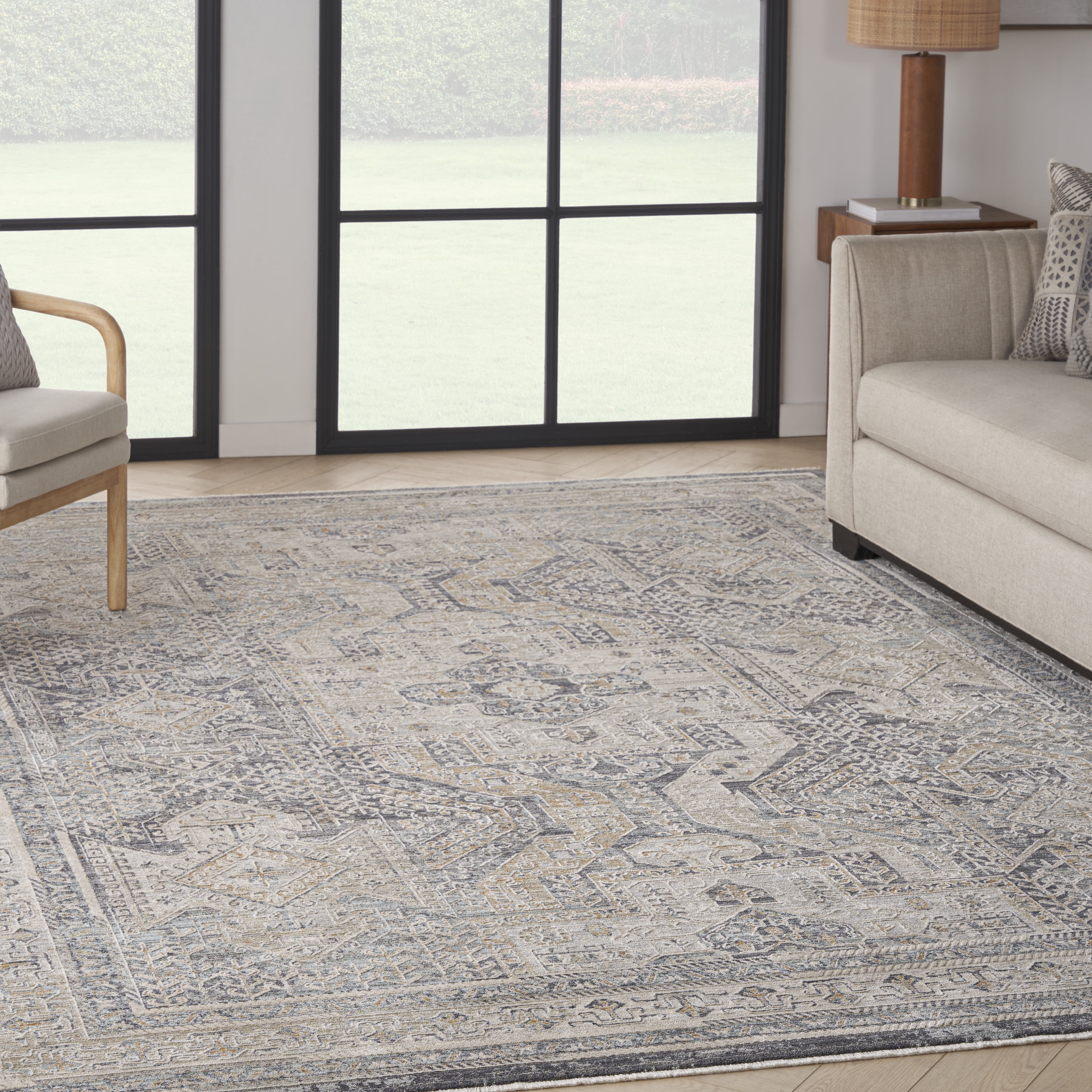 Nourison Nyle Bohemian Persian Ivory Charcoal 8'6" x 11'4" Area Rug ...