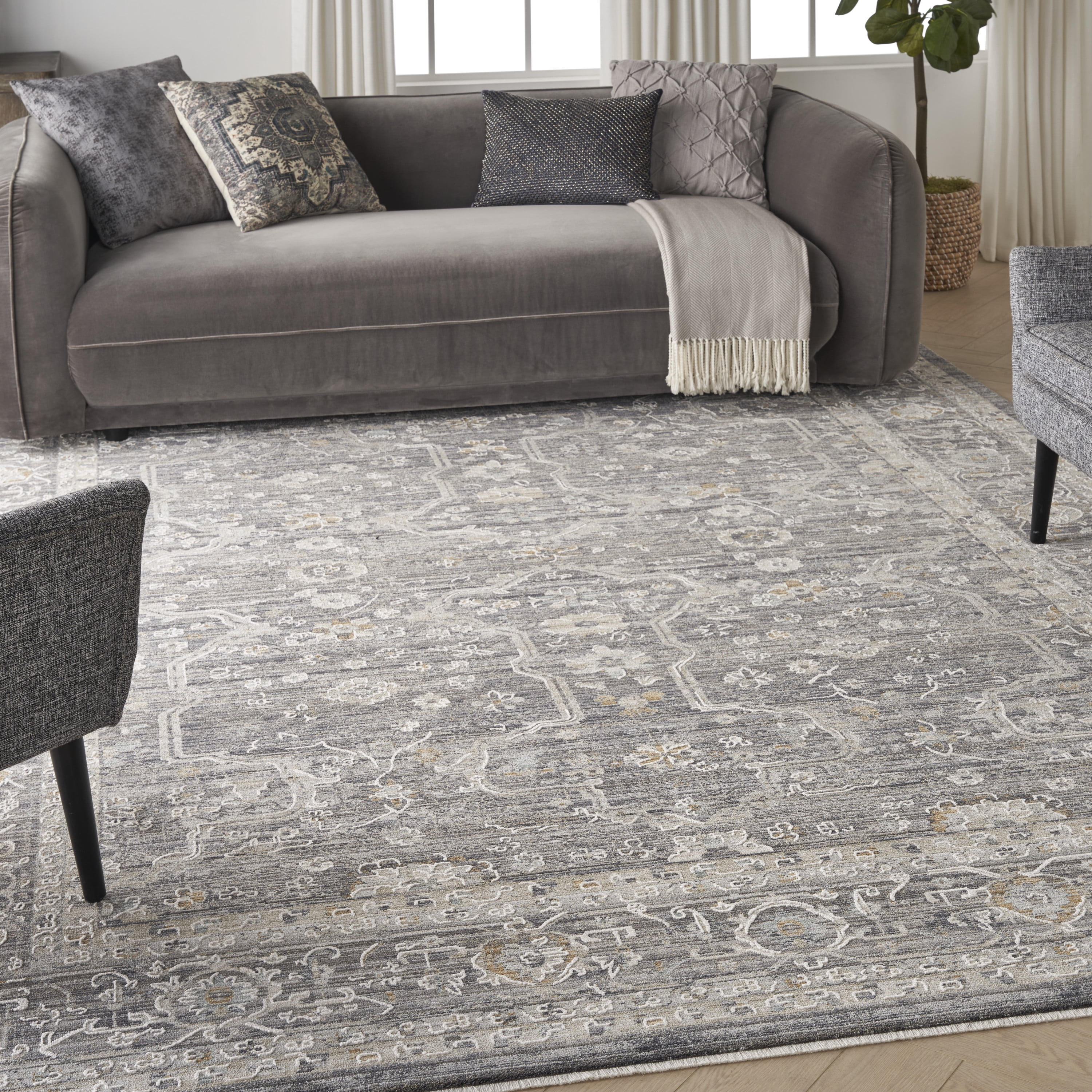 Nourison Nyle Bohemian Persian Floral Area Rug, Vintage Style, Easy ...