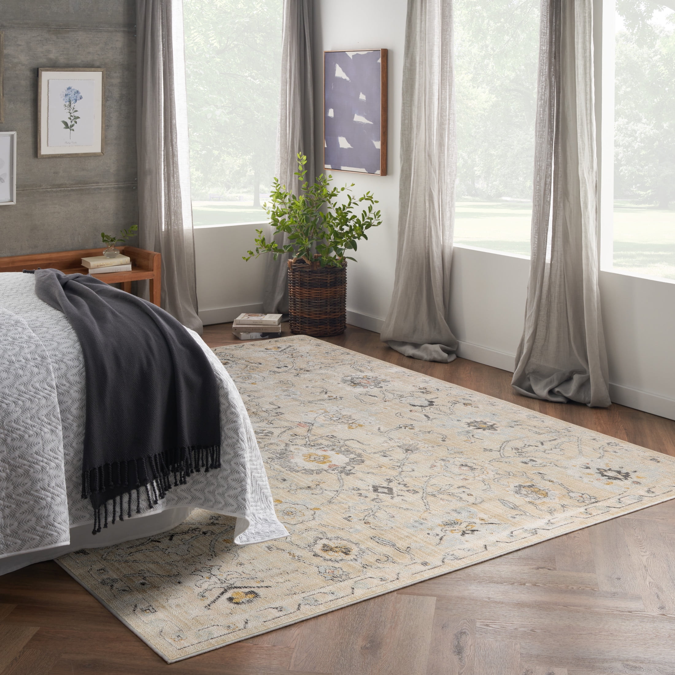 Nourison Oushak Home 9' x 12' Cream Vintage Indoor Rug - Walmart.com