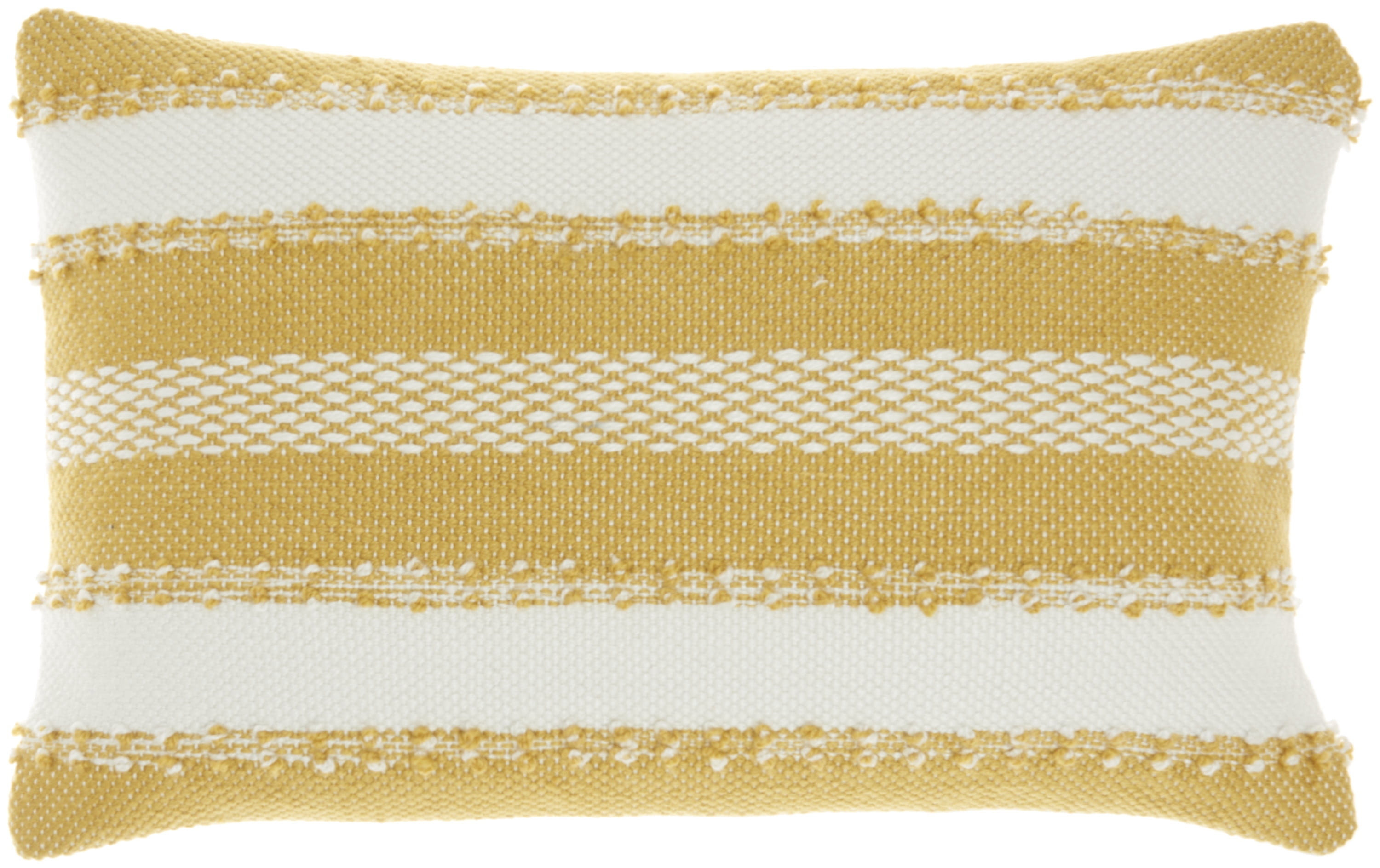 Nourison Outdoor Pillows 14” x 22” Pillow Yellow Woven Stripes & Dots ...
