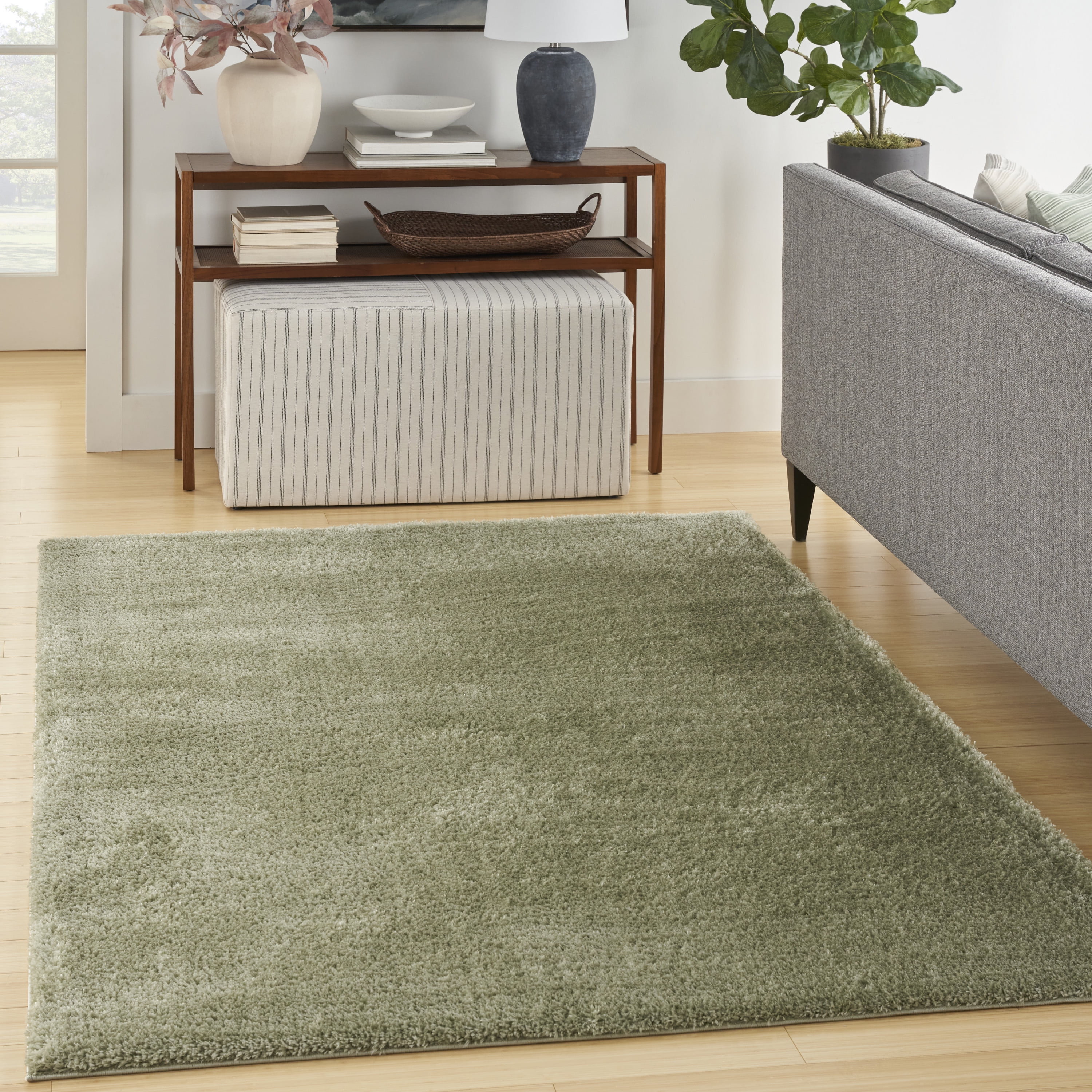 Nourison Pacific Shag Polyester Green 7'10" x 9'10" Area Rug, (8x10 ...