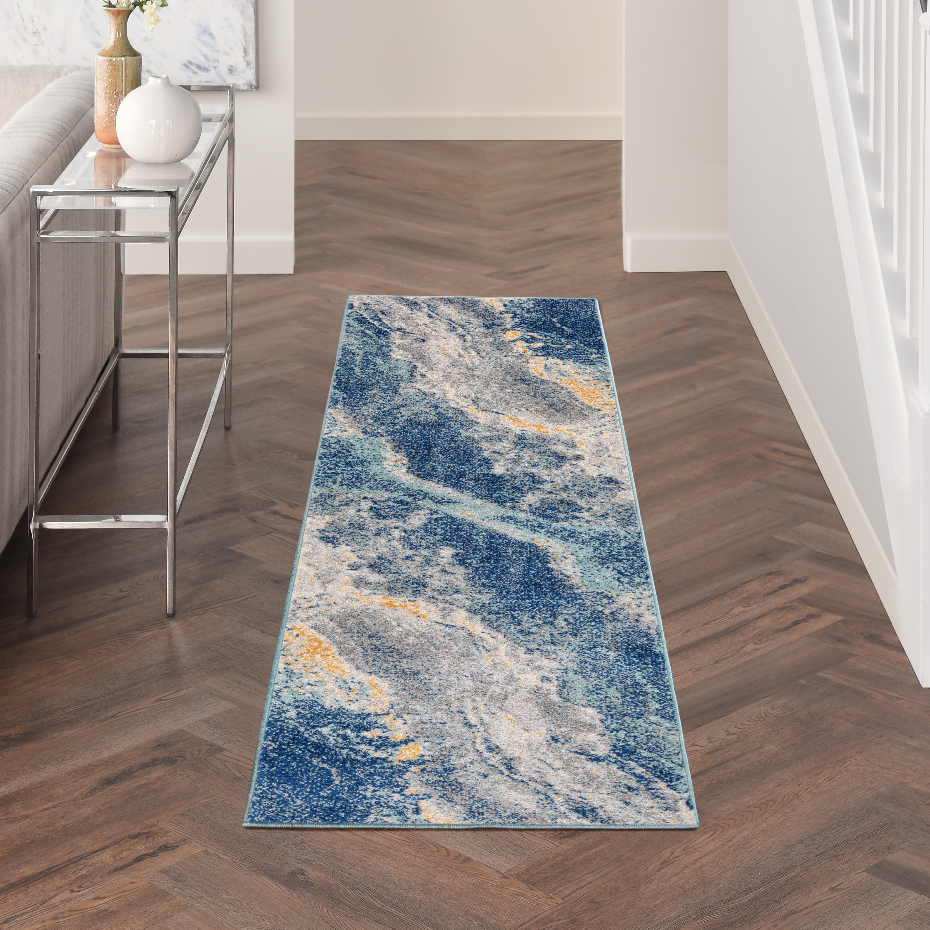 Nourison Passion Abstract Blue Multicolor 1'10" x 6' Area Rug (2x6 ...